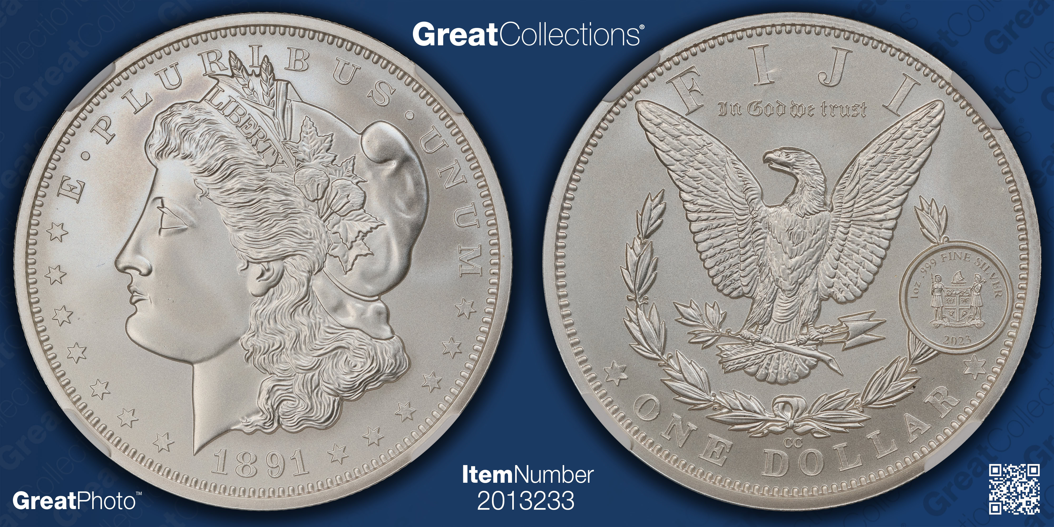 Fiji 2023 Silver Dollar 1891-CC Morgan Dollar Early Releases NGC MS-70 ...