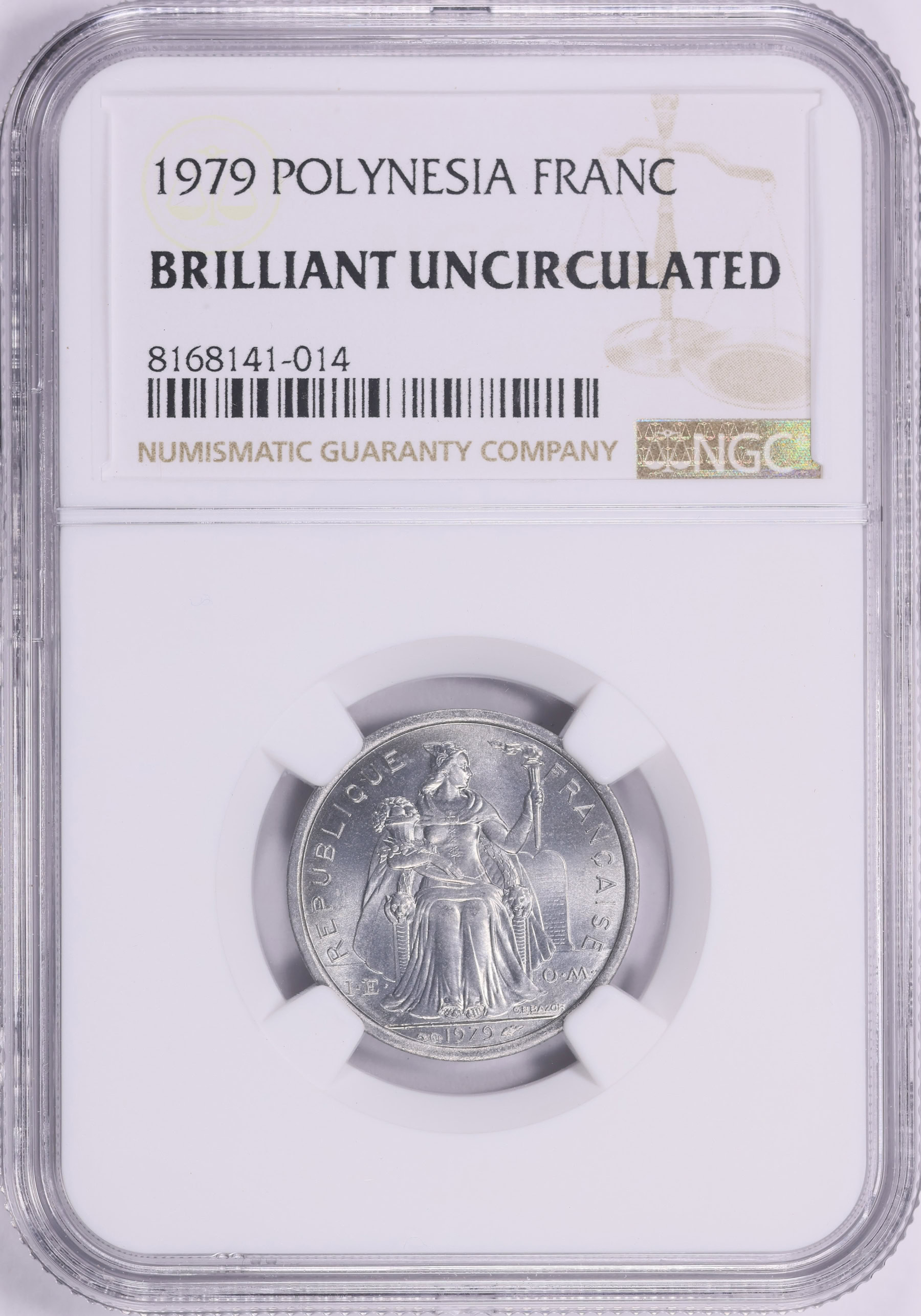 French Polynesia 1979 Franc KM-11 NGC Brilliant Uncirculated (Item ...