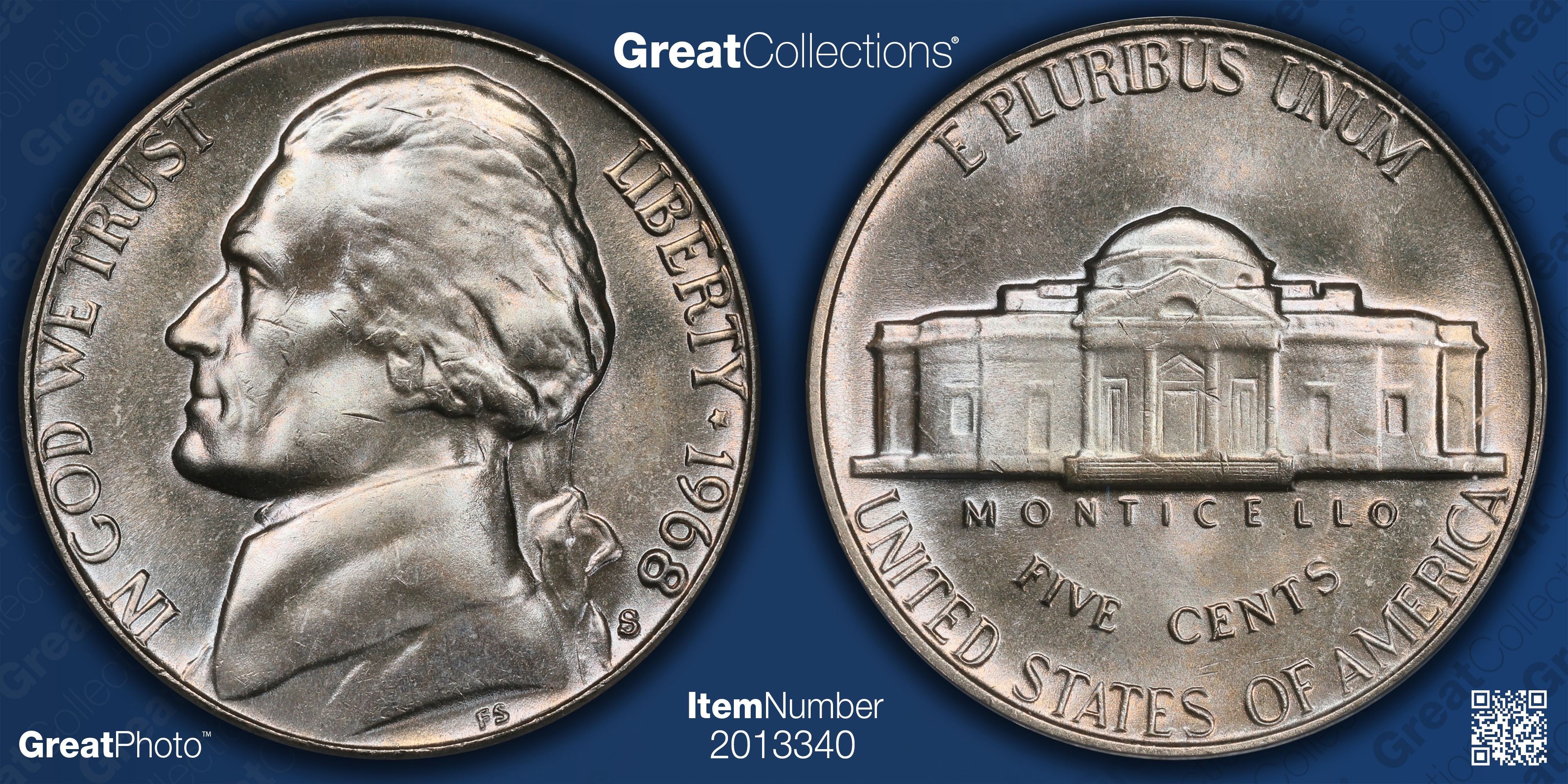 1968-S Jefferson Nickel ANACS MS-64 (Toned) (Item 2013340 ...