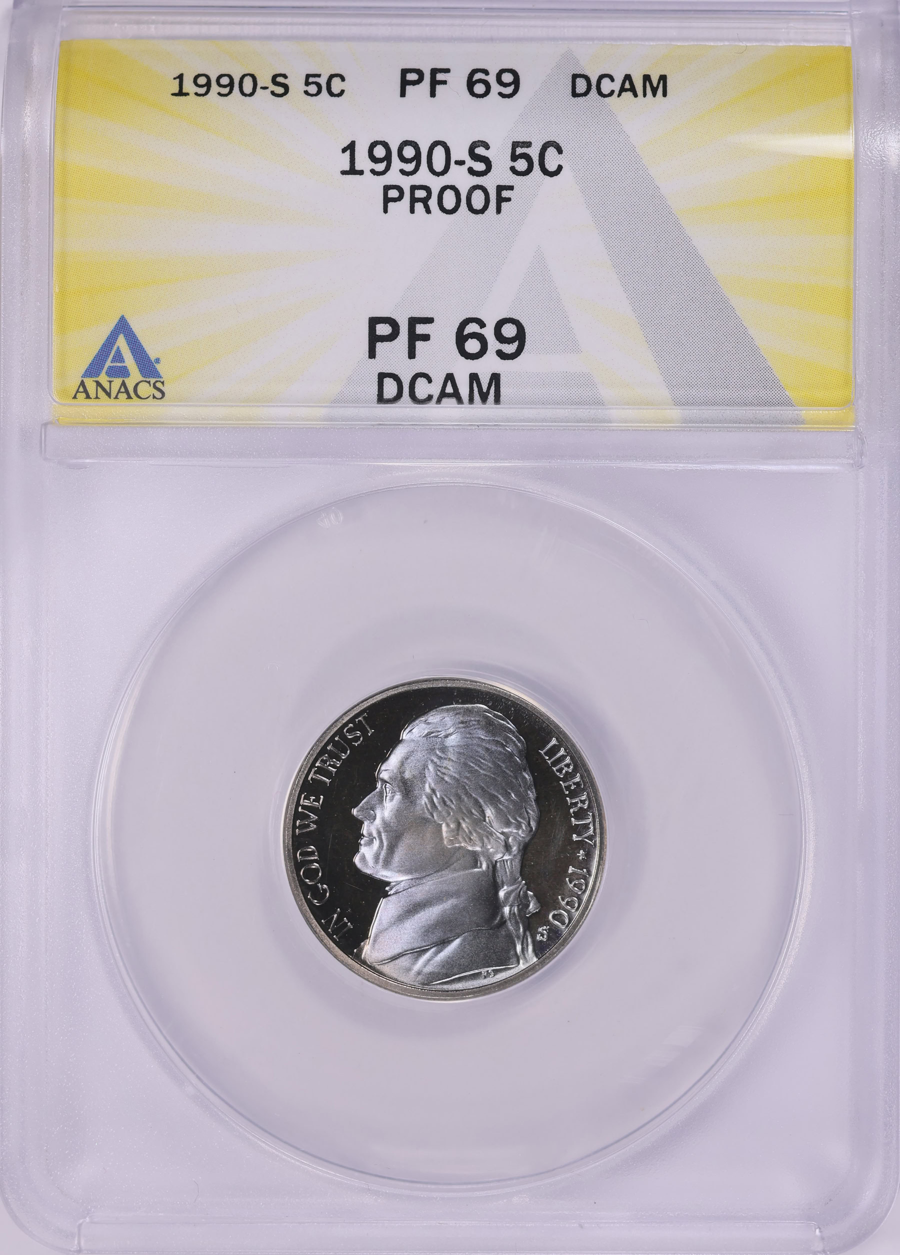 1990-S Jefferson Nickel ANACS Proof-69 DCAM (Toned) (Item 2013382 ...