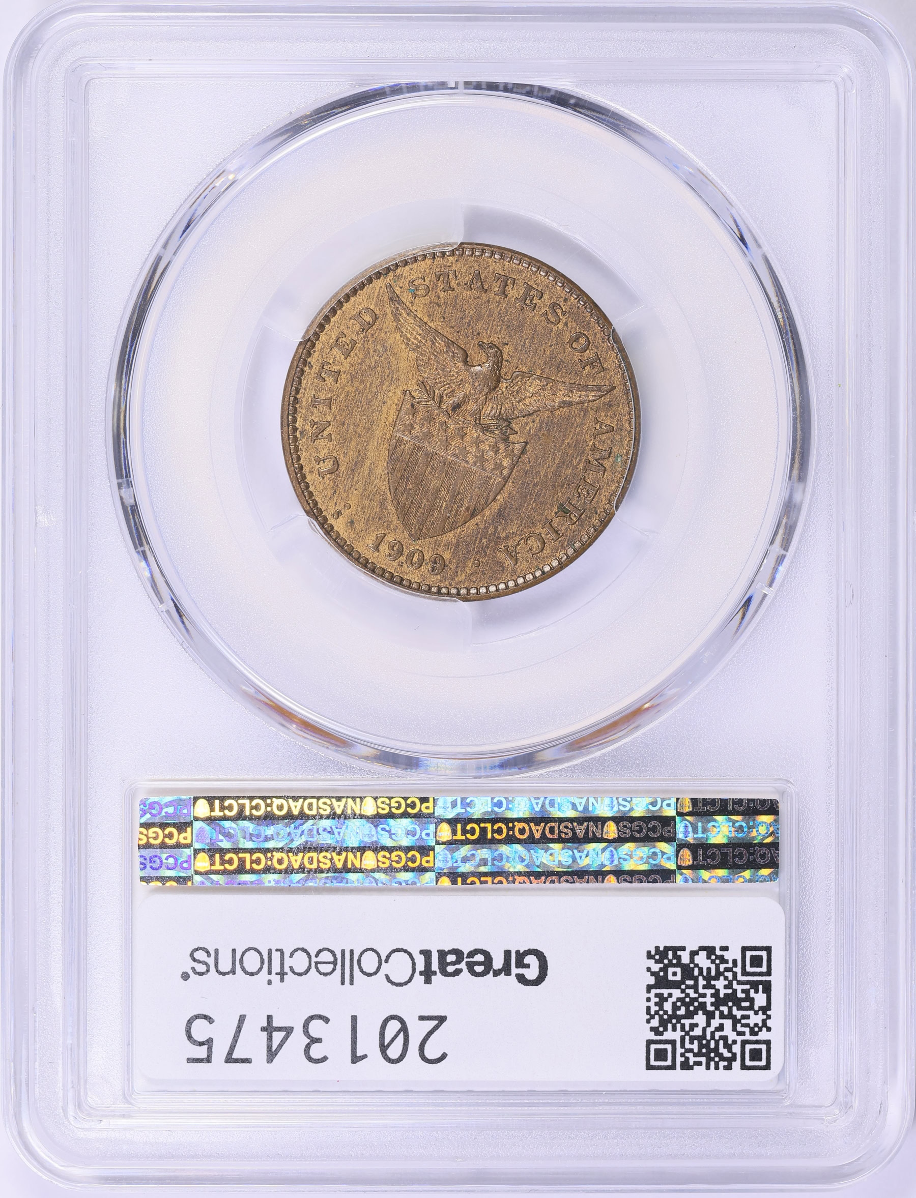 1909-S U.S. Philippines One Centavo Allen-2.07a DDO PCGS MS-63 RB (Item ...