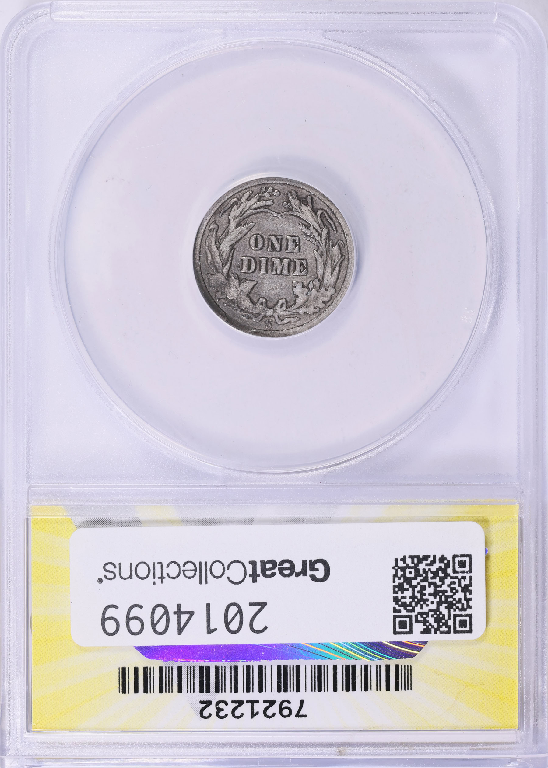 Mint Error 1910-S Barber Dime Curved Clip 2.45 Grams ANACS VG-10 ...