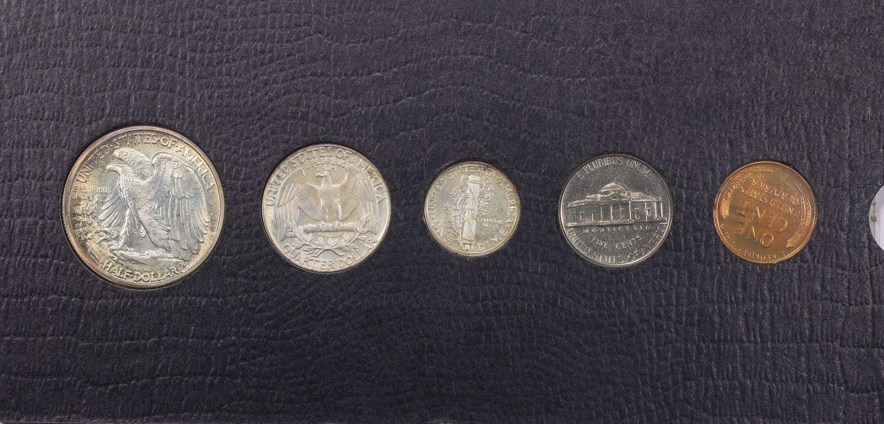 1942 1c-50c U.S. Mint Proof Set Uncertified in Wayte Raymond Board (5 ...