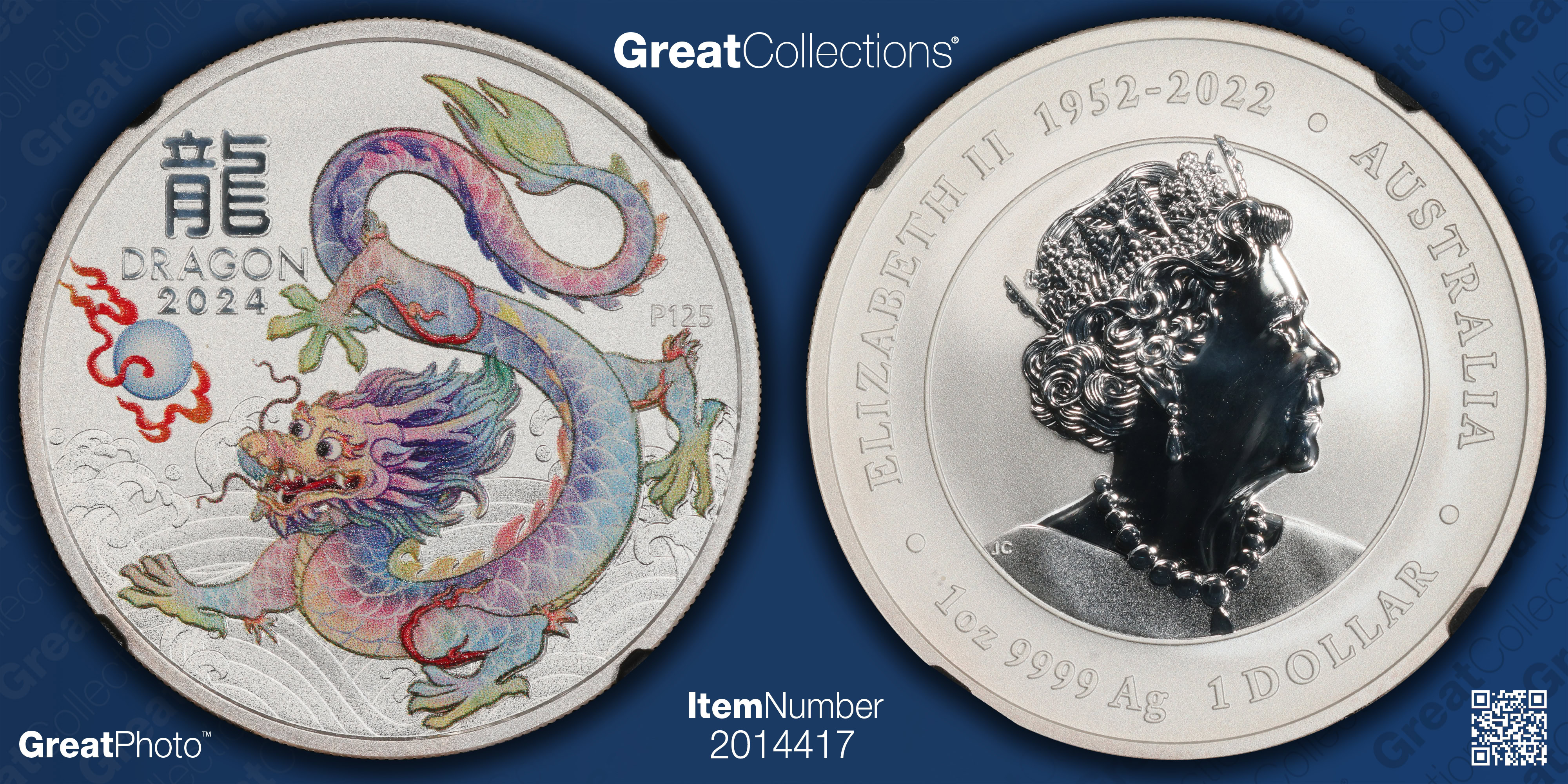 Australia 2024-P125 Colorized Silver Dollar Lunar Series, Year of the ...