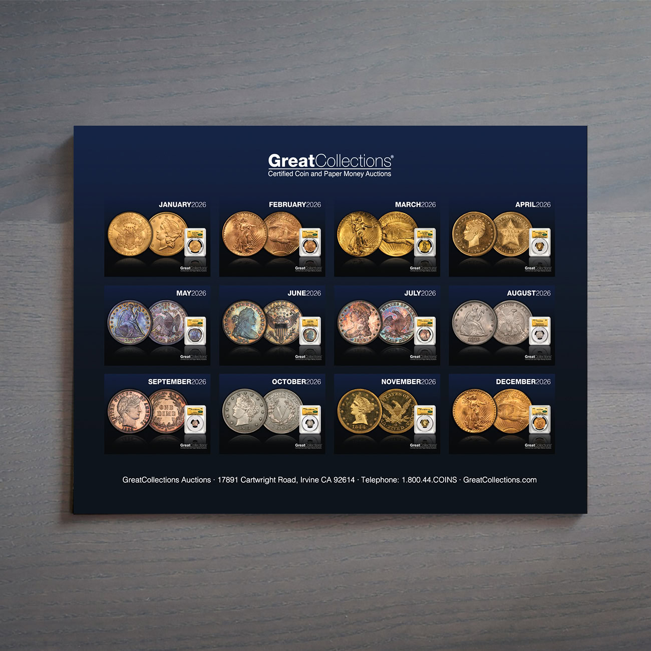 2026 GreatCollections Deluxe Coin 12-Month Calendar (6 Copies) | Cert # ...