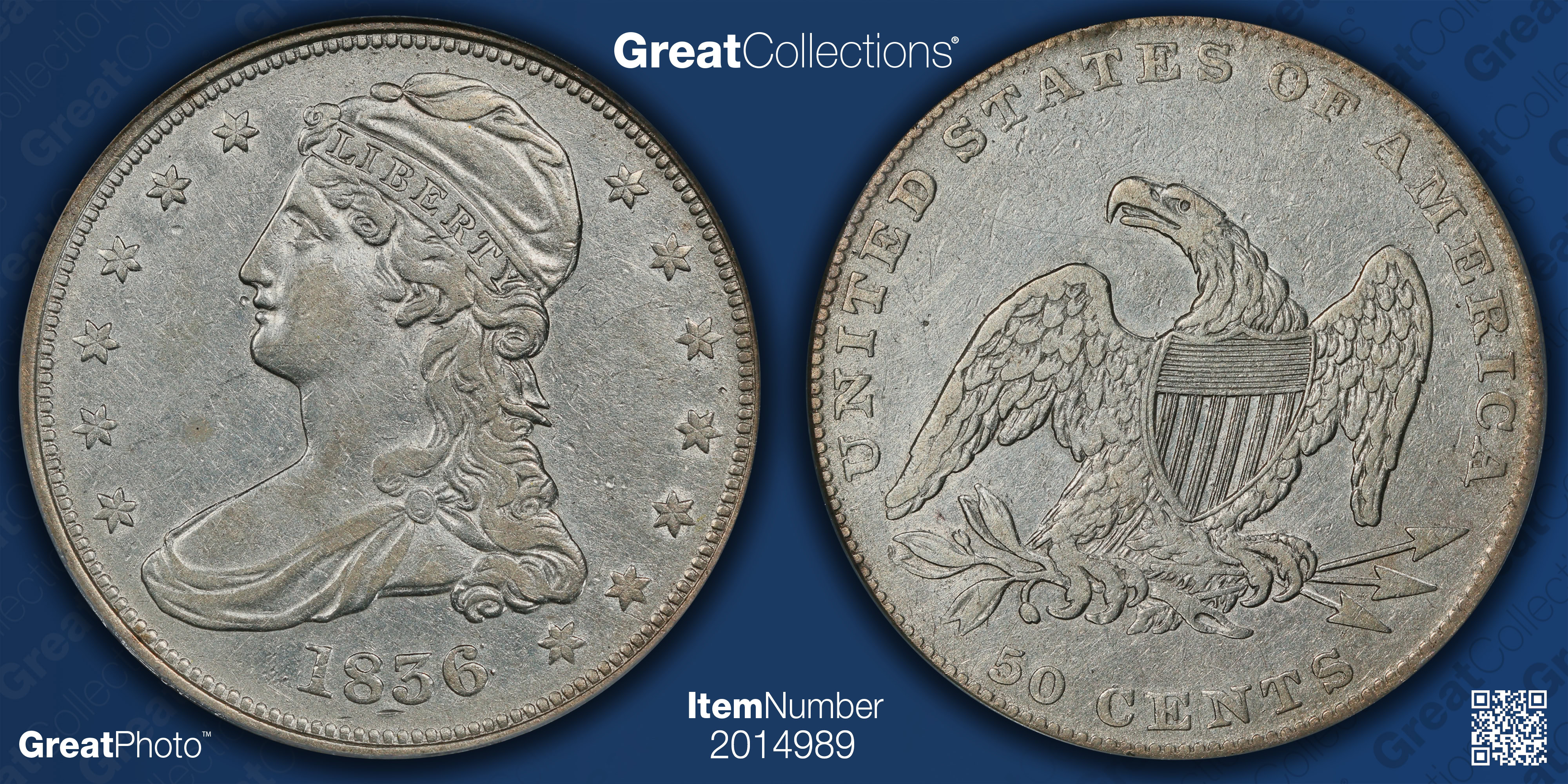 1836 Capped Bust Half Dollar Reeded Edge PCGS XF-40 (Item 2014989 ...