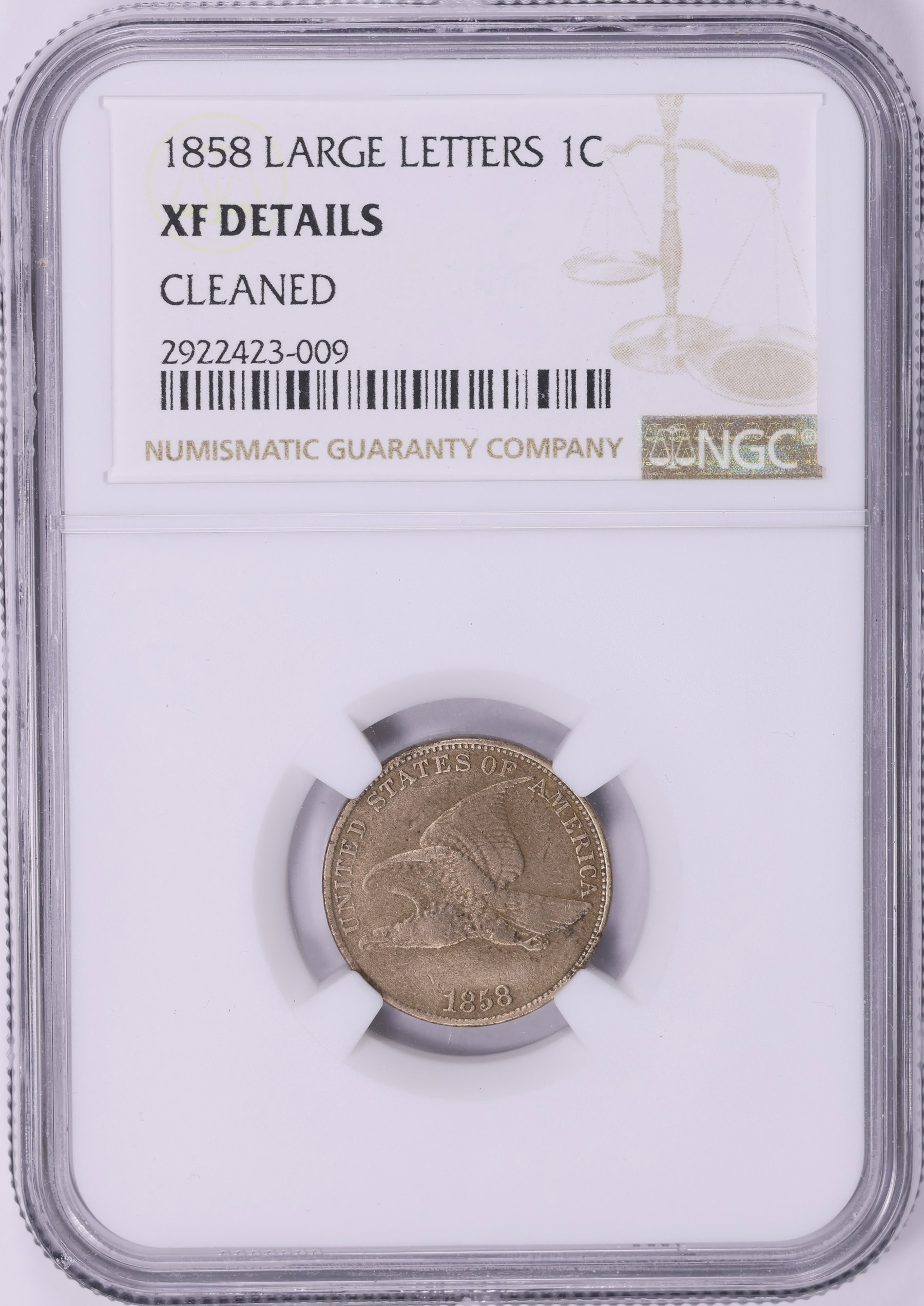 1858 Flying Eagle Cent Large Letters NGC XF Details (Item 2015069 ...