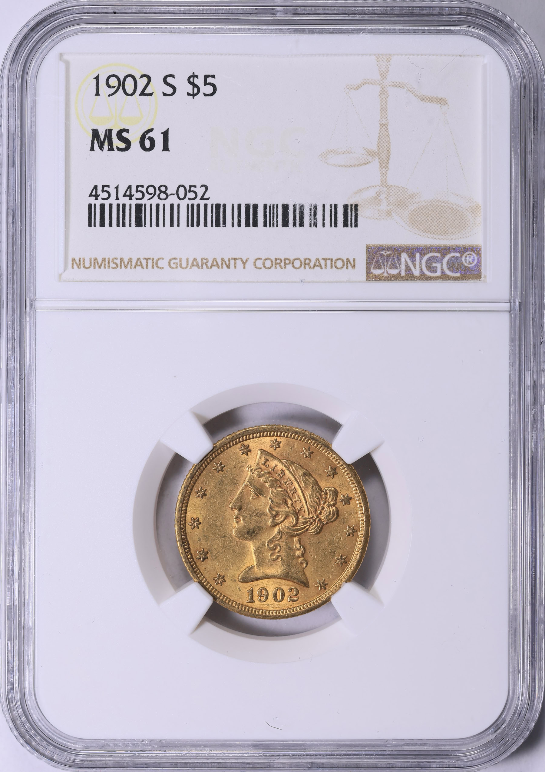 1902-S Liberty Gold Half Eagle NGC MS-61 (Item 2015265 ...