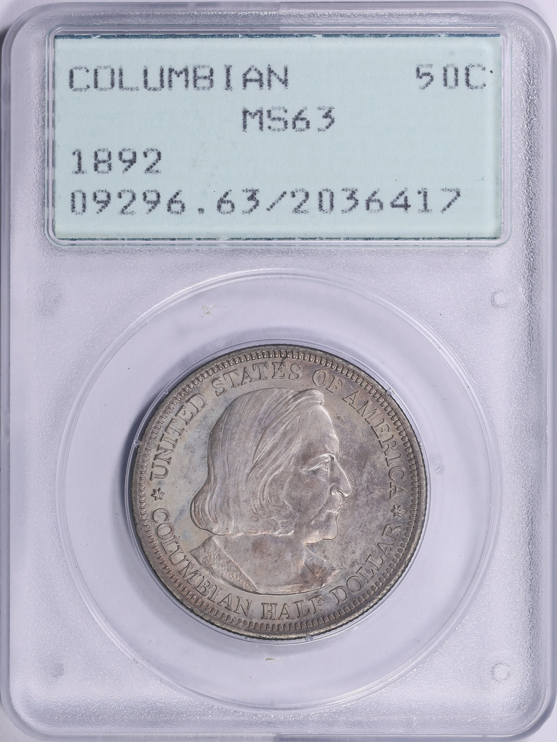 1892 World Columbian Exposition Half Dollar PCGS MS-63 OGH (1st Gen ...