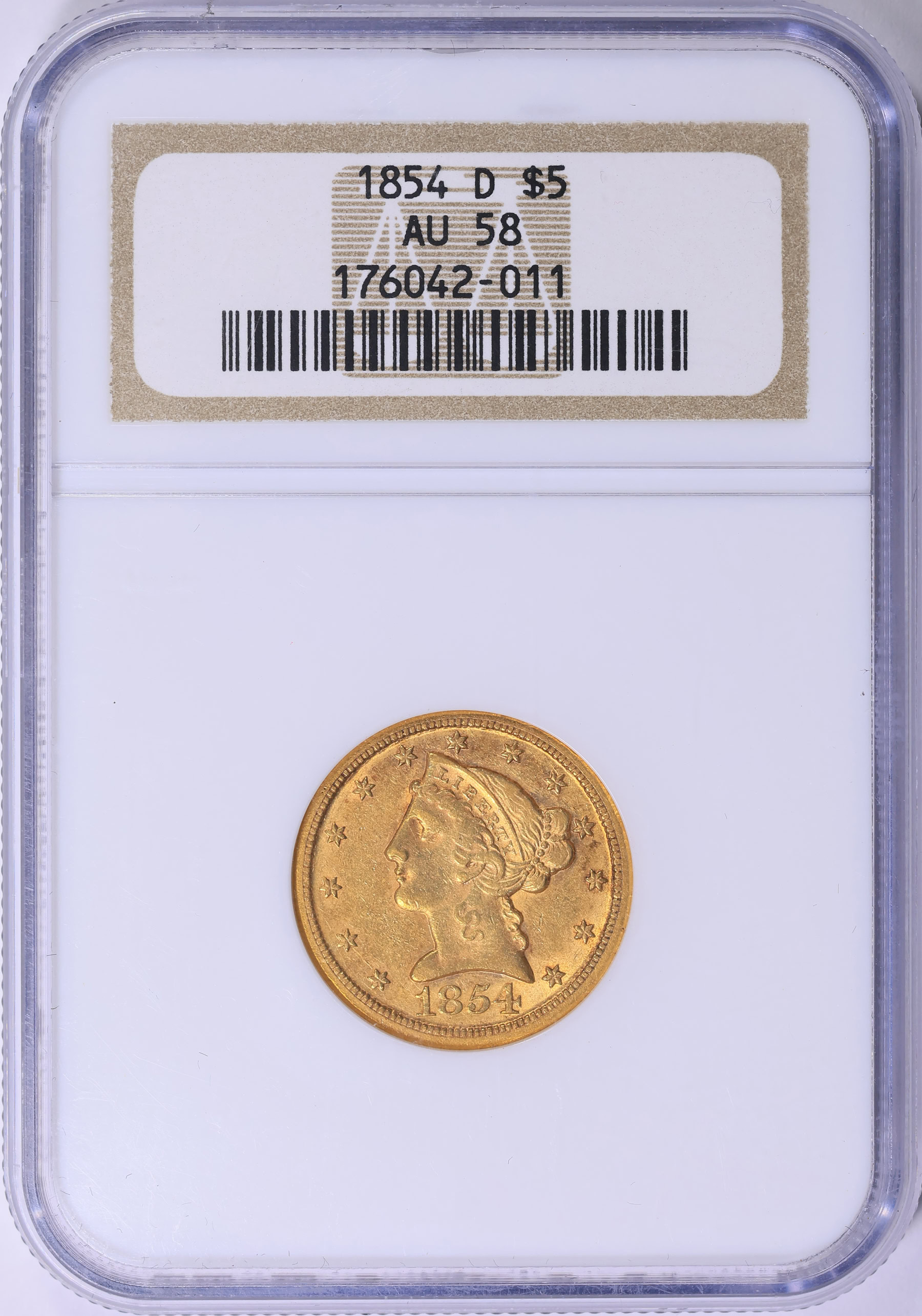 1854-D Liberty Gold Half Eagle NGC AU-58 (Item 2015581 ...