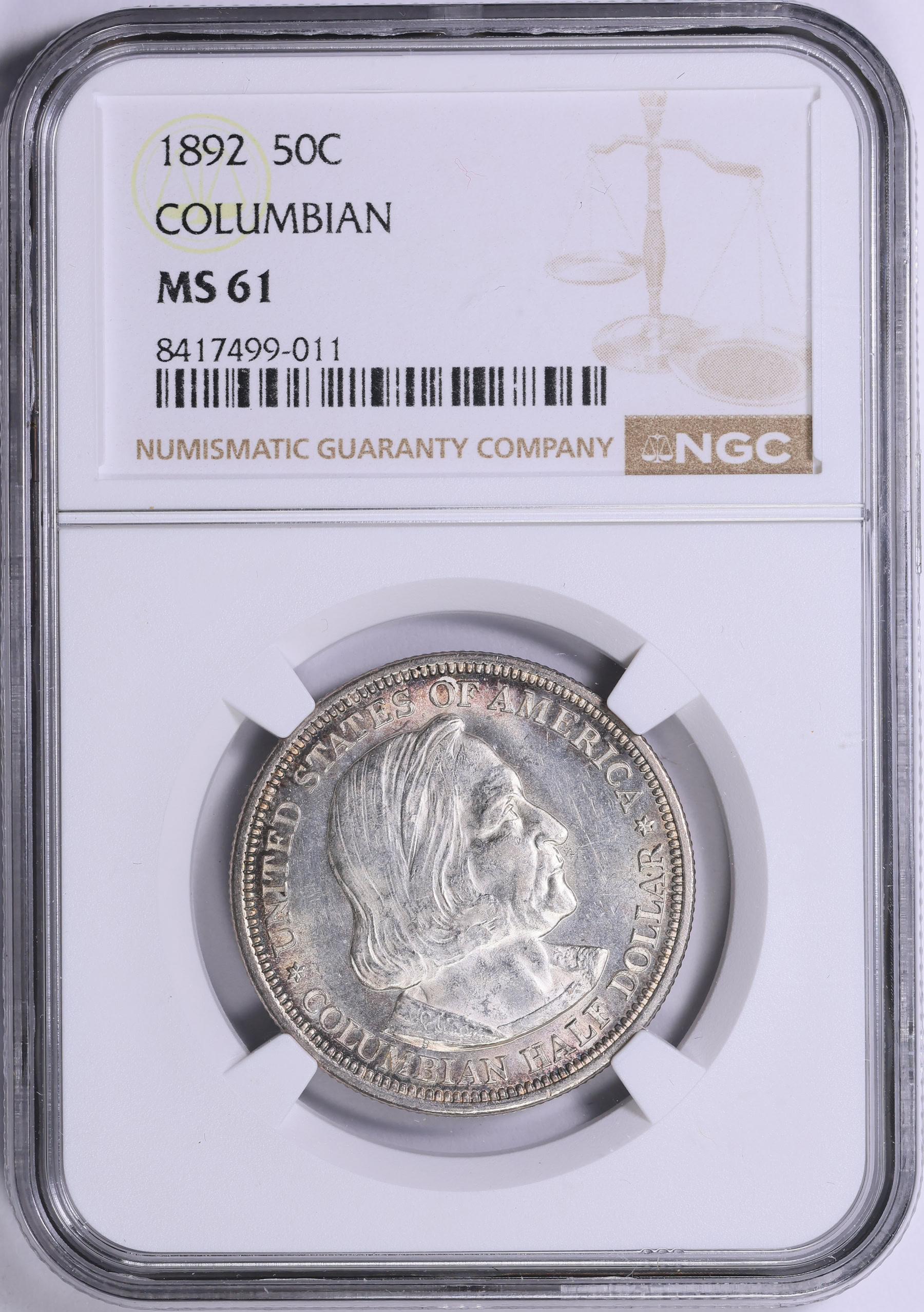 1892 World Columbian Exposition Half Dollar NGC MS-61 (Toned) (Item ...