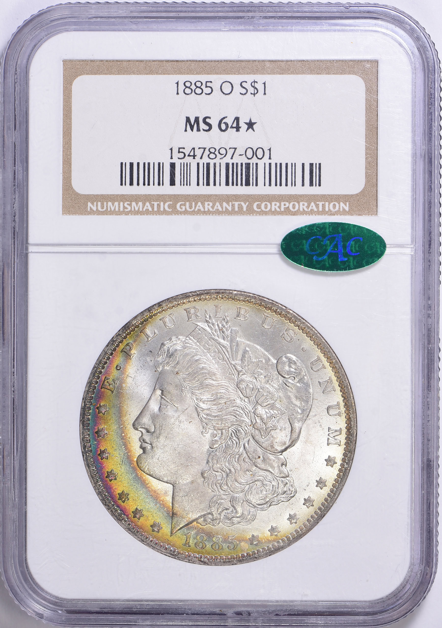 1885-O Morgan Silver Dollar NGC MS-64 ★ (CAC Green) (Toned) (Item ...
