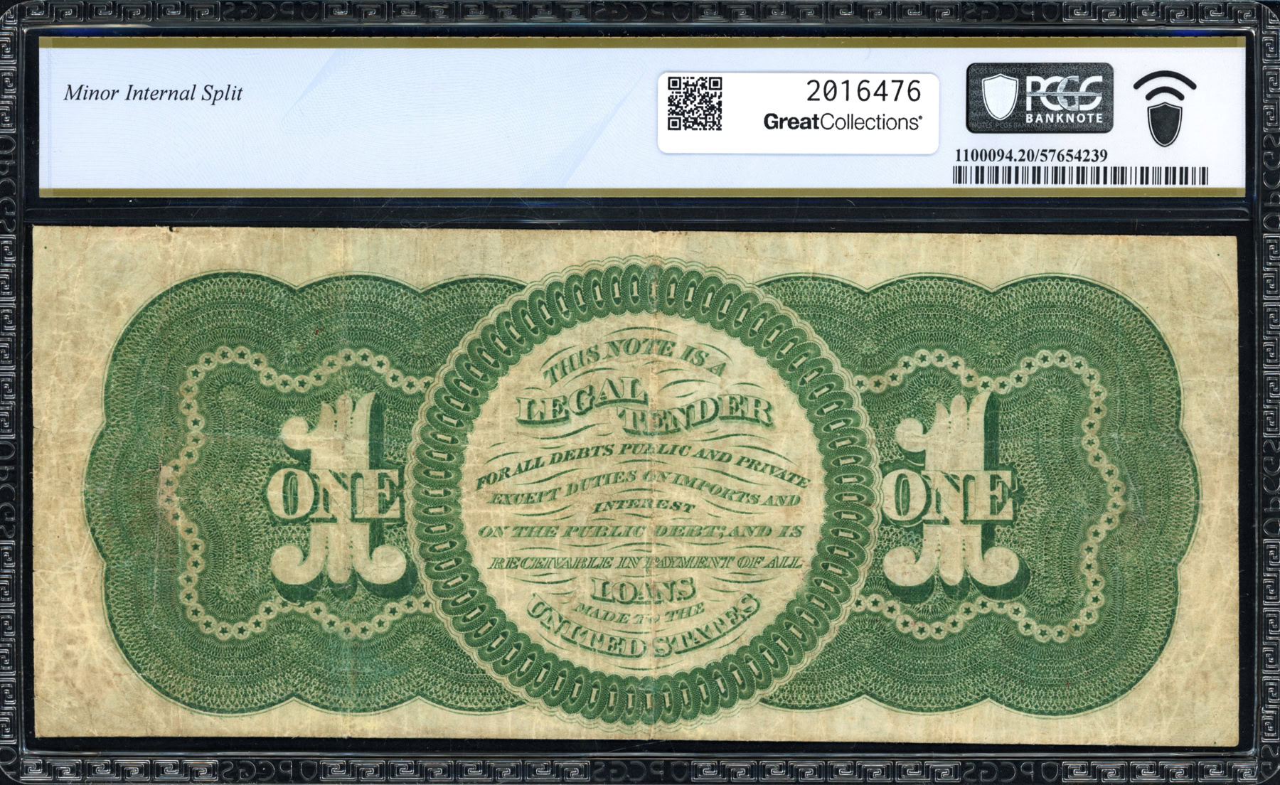 Fr. 16c 1862 $1 Legal Tender Note Series 273 Chittenden / Spinner PCGS ...