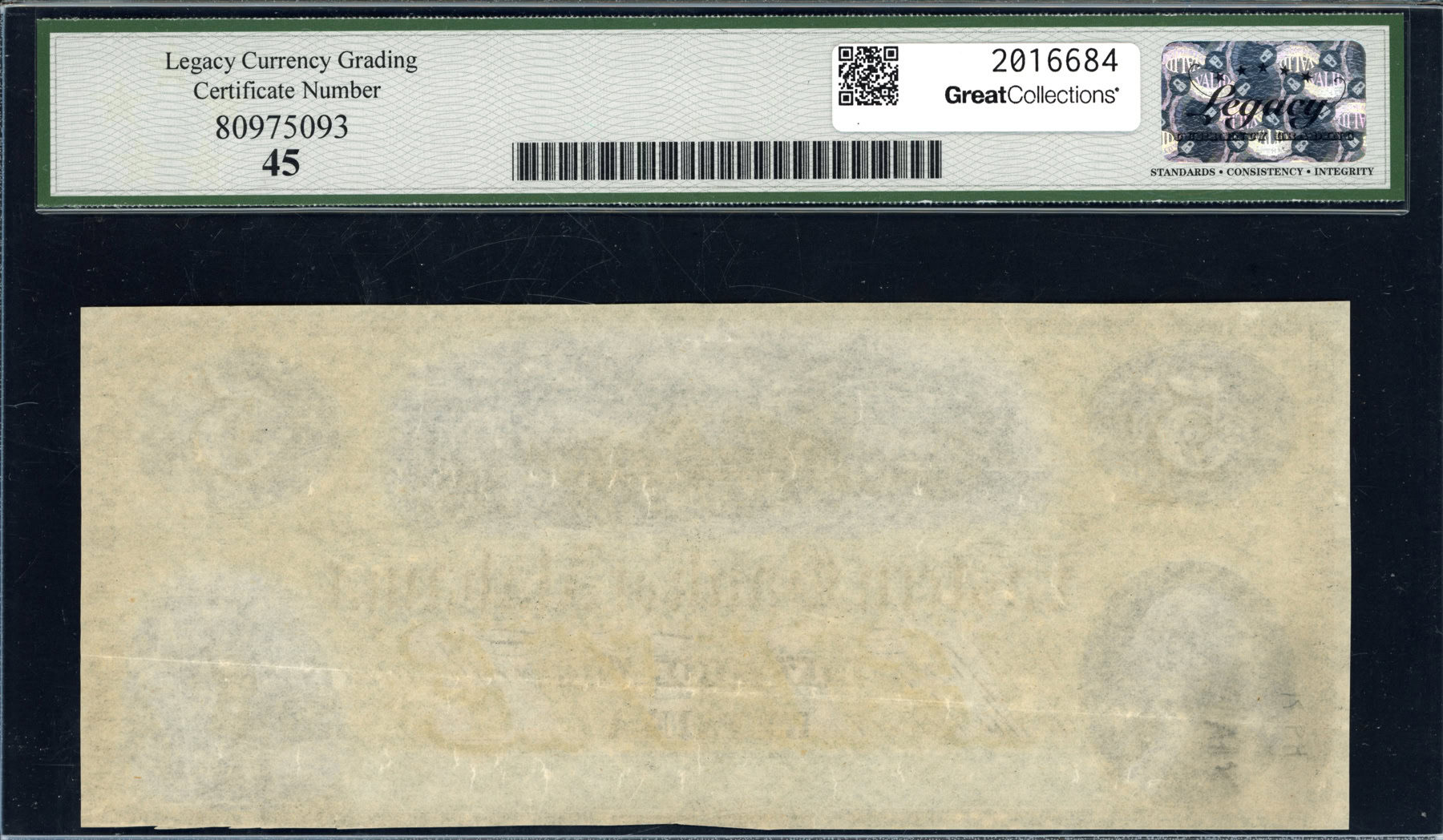 1858 Eufaula, Alabama Eastern Bank of Alabama $5 Remainder Note Legacy ...