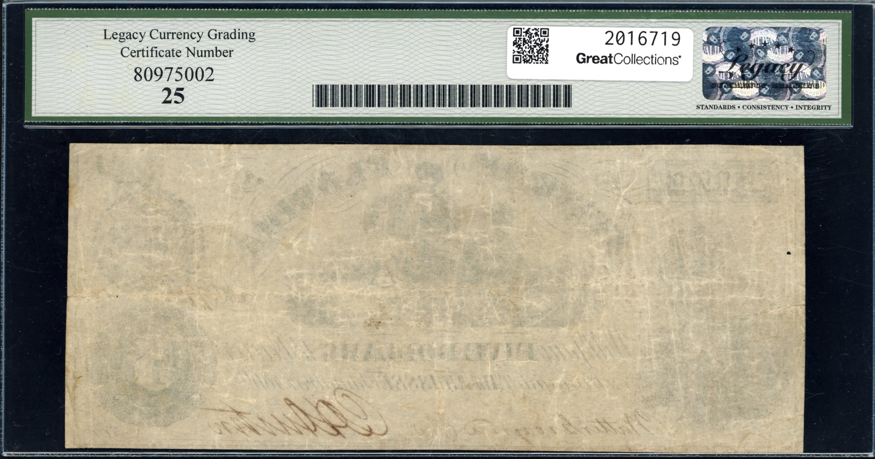 1862 Tallahassee, Florida $5 State of Florida Note Legacy Very Fine 25 ...