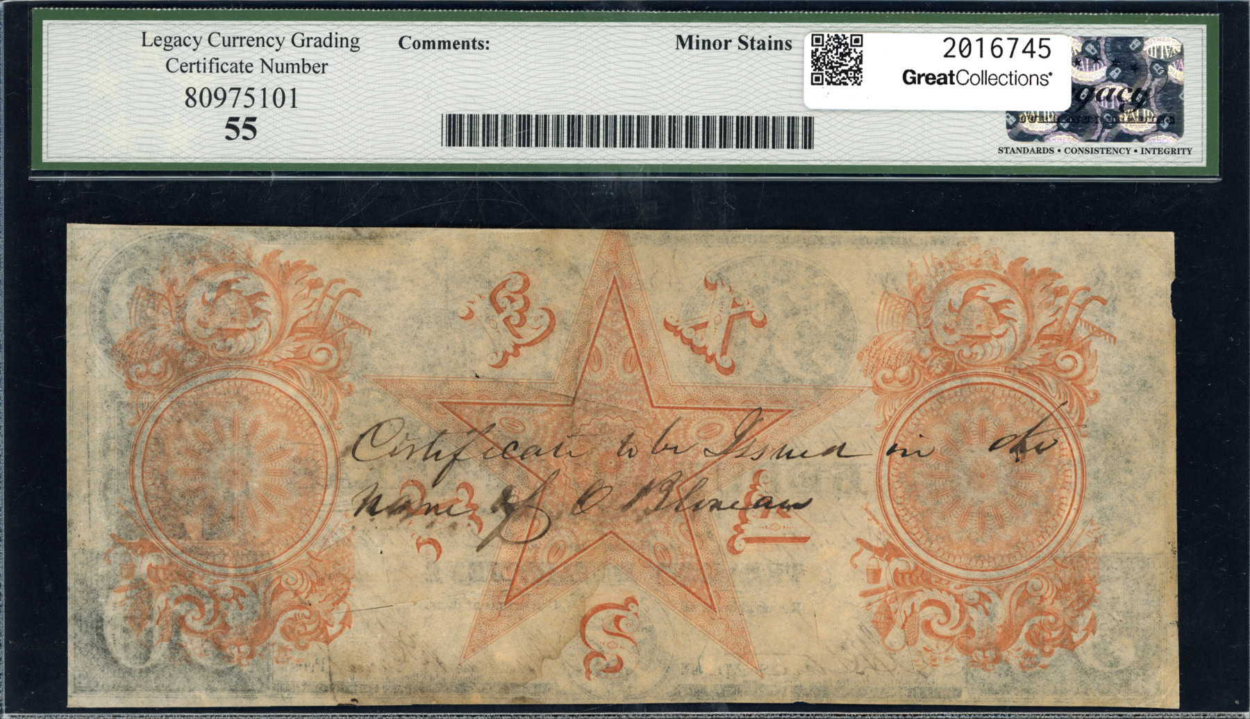 Jan. 25, 1840 Austin, Texas $50 Republic of Texas Note Legacy Choice ...
