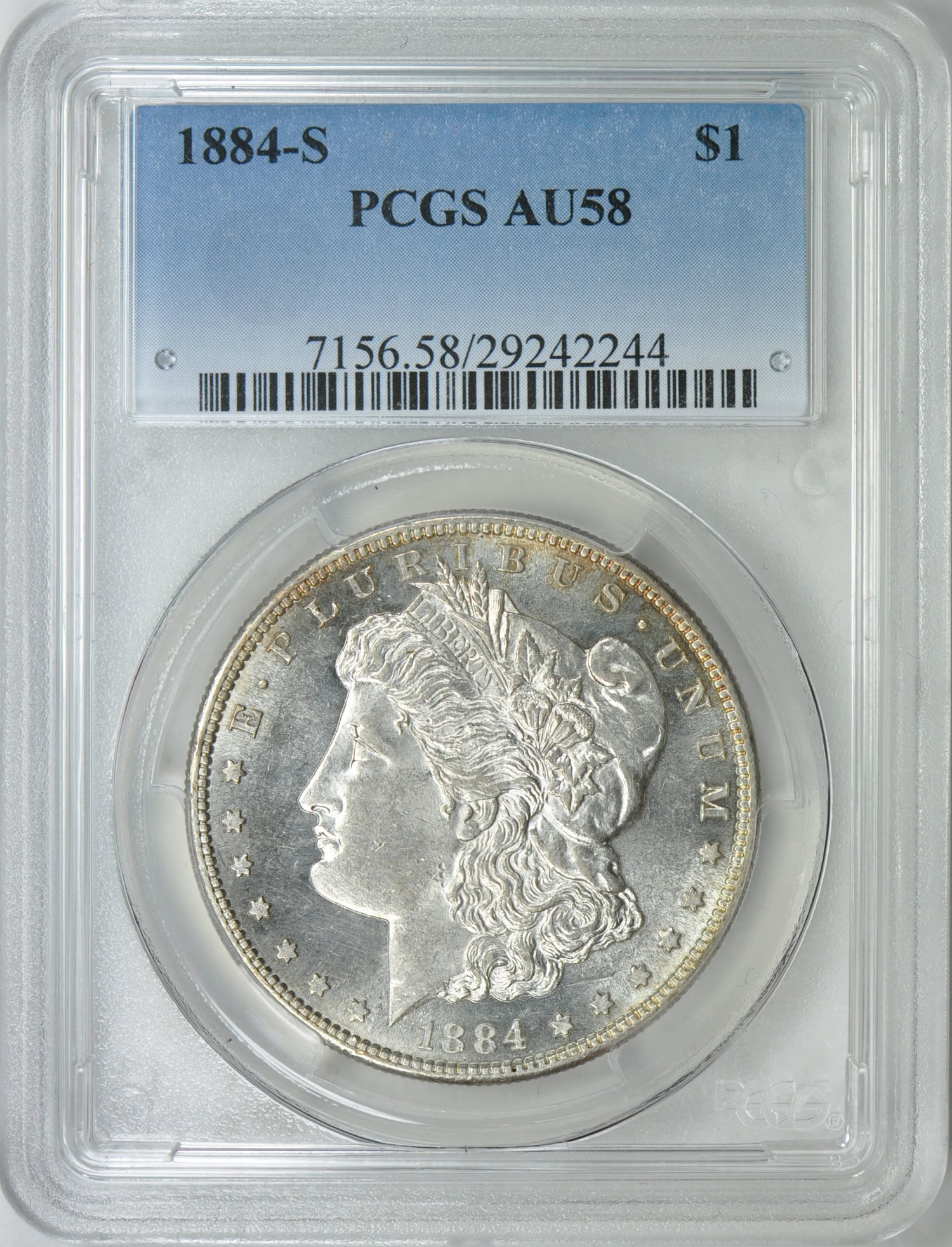 1884-S Morgan Silver Dollar PCGS AU-58 (Item 201676) | GreatCollections Coin Auctions