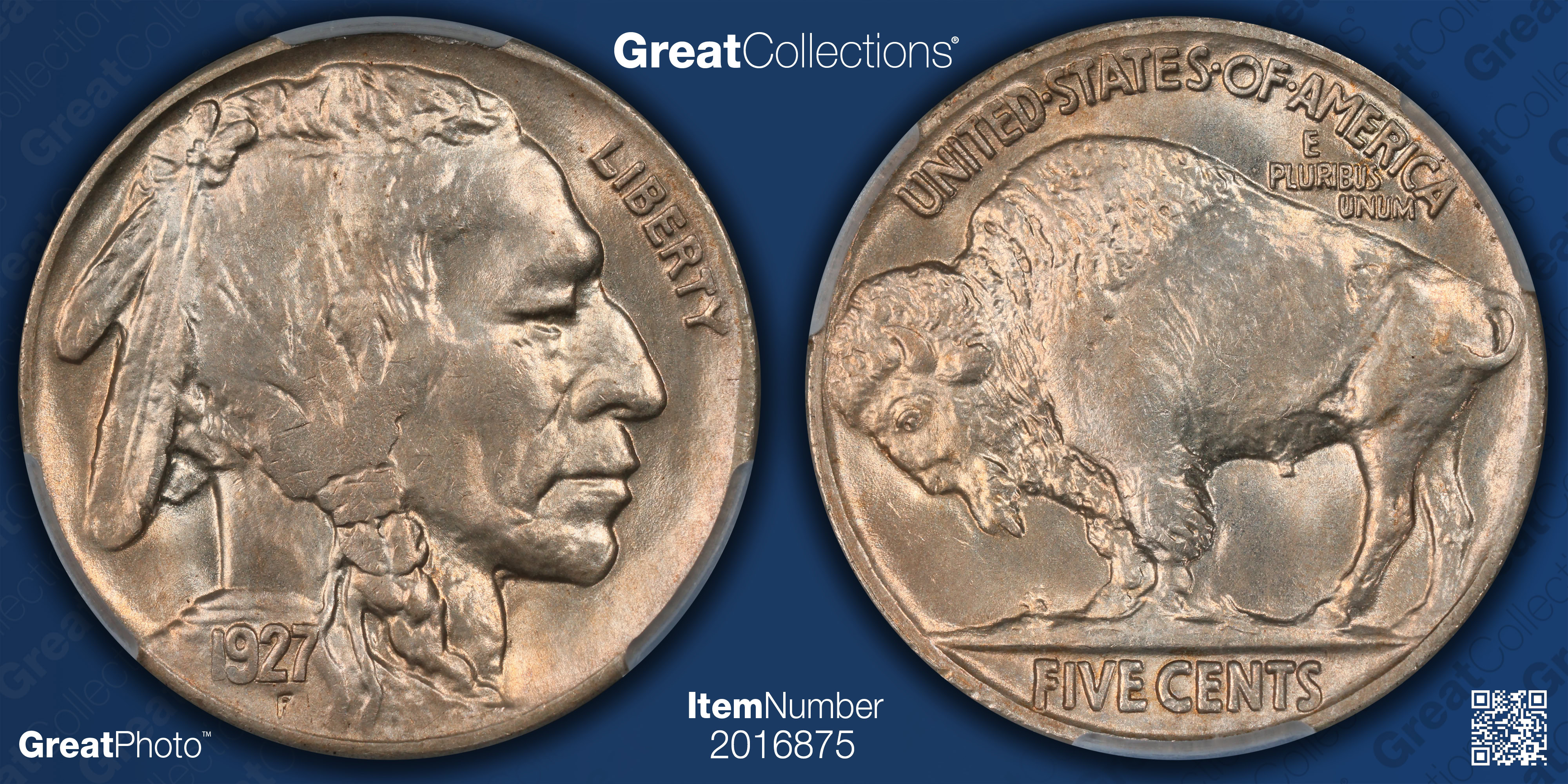 1927 Buffalo Nickel CACG MS-64 (Item 2016875) | GreatCollections Coin ...