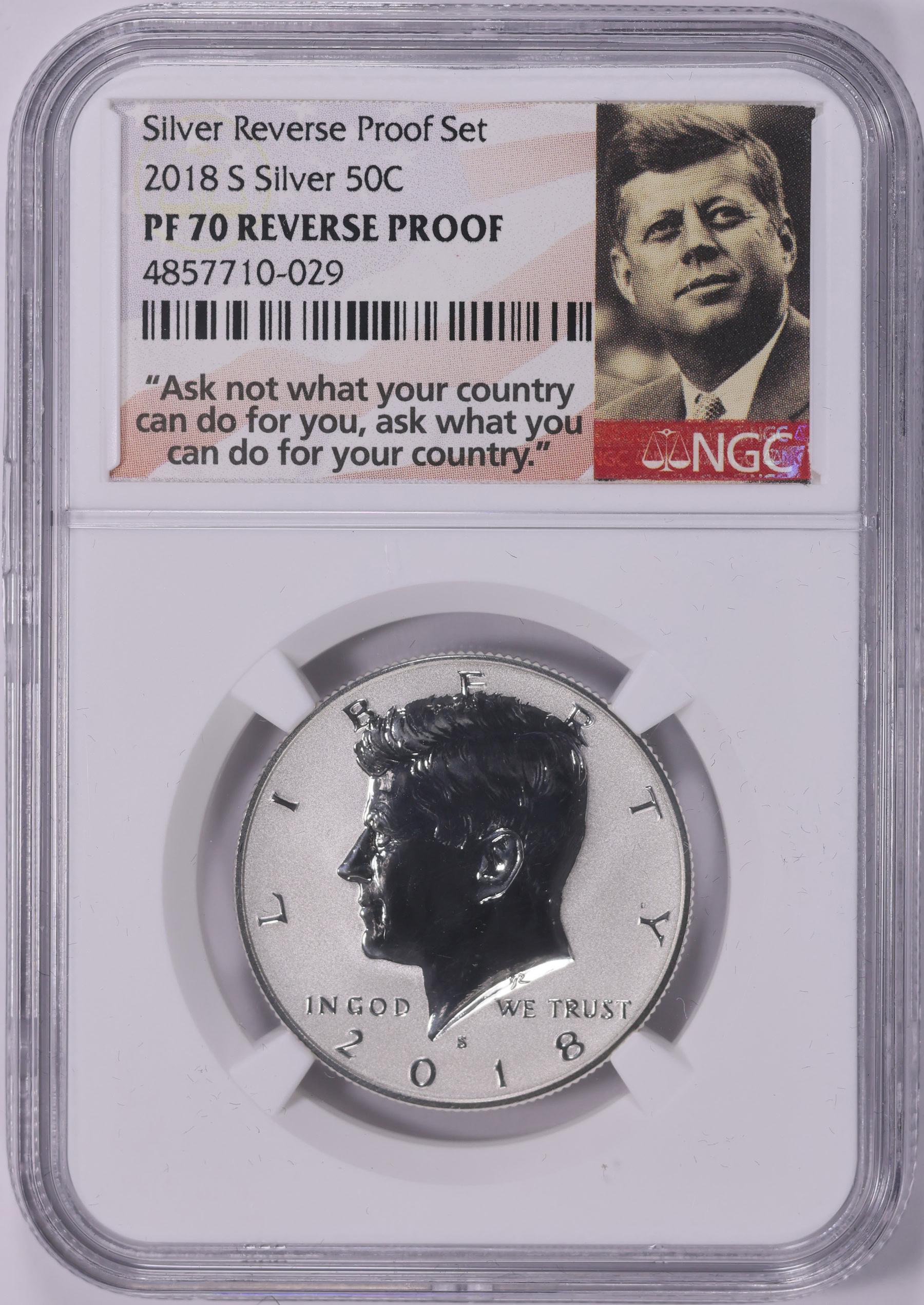 2018-S Kennedy Half Dollar Silver Reverse Proof (From the Reverse Proof ...