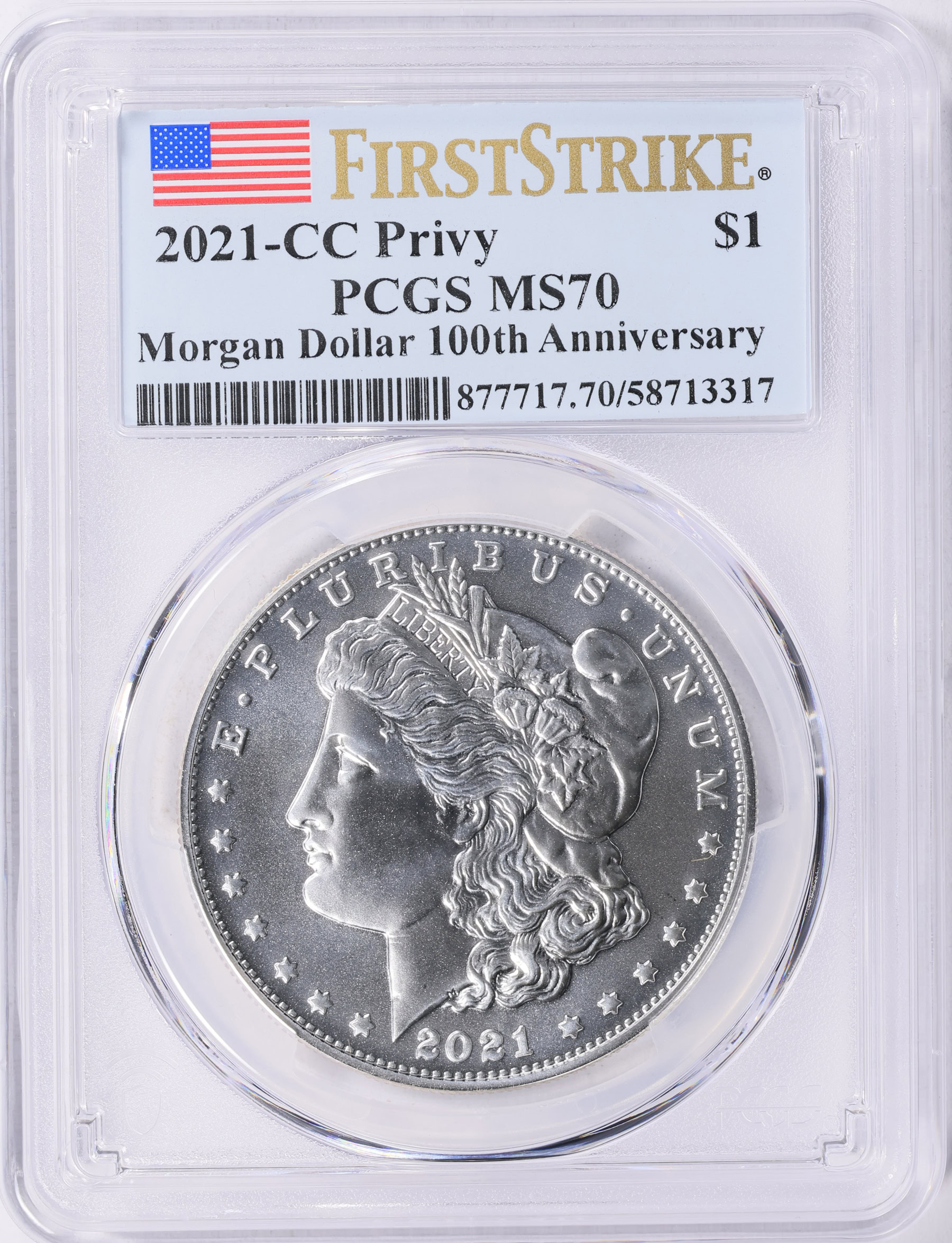 2021-CC Morgan Silver Dollar CC Privy 100th Anniversary First Strike ...