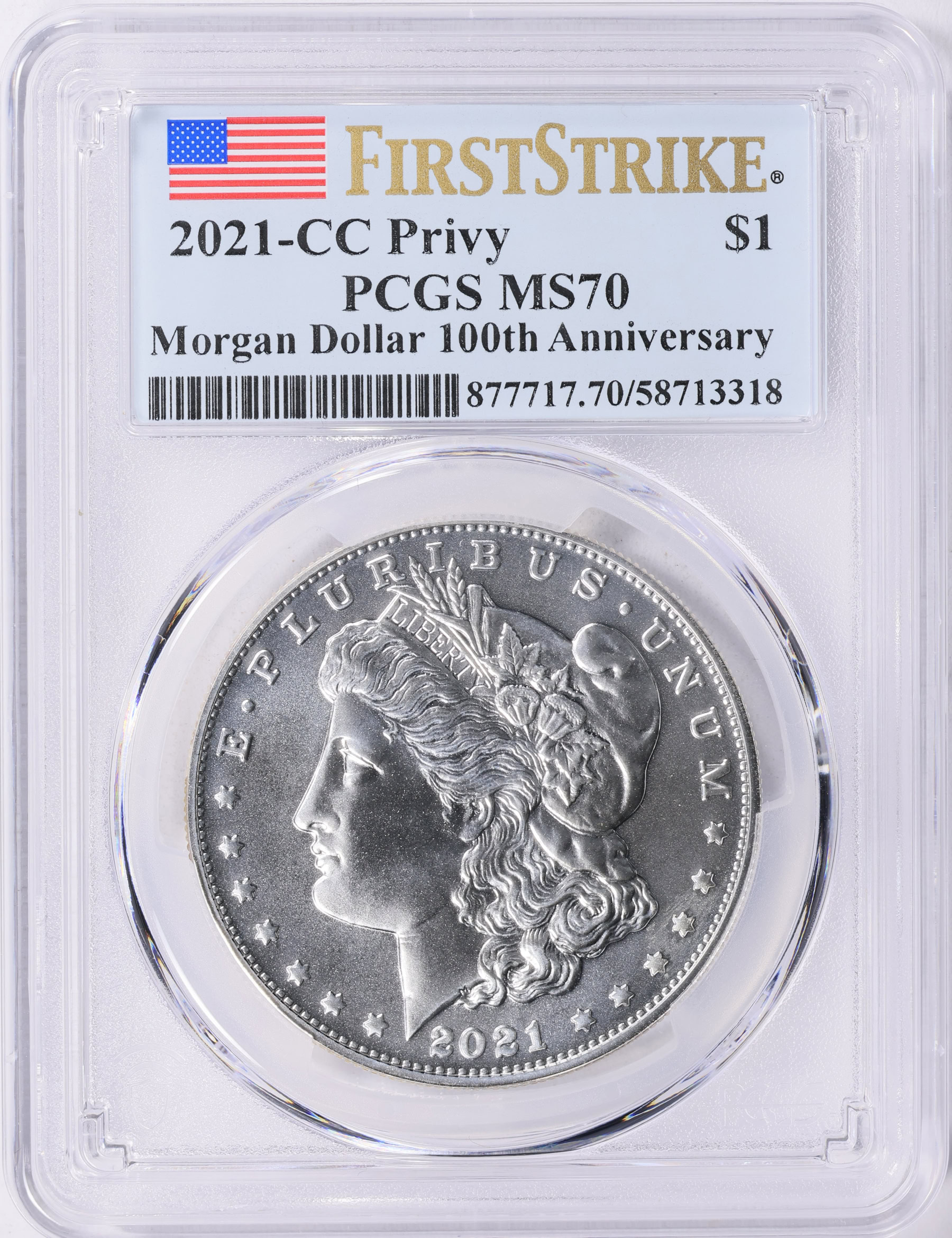 2021-CC Morgan Silver Dollar CC Privy 100th Anniversary First Strike ...