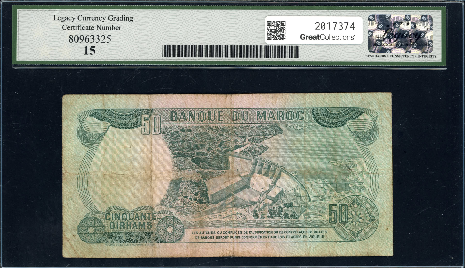 Morocco 1970 // AH 1390 50 Dirhams Banque du Maroc Note SCWPM-58a ...