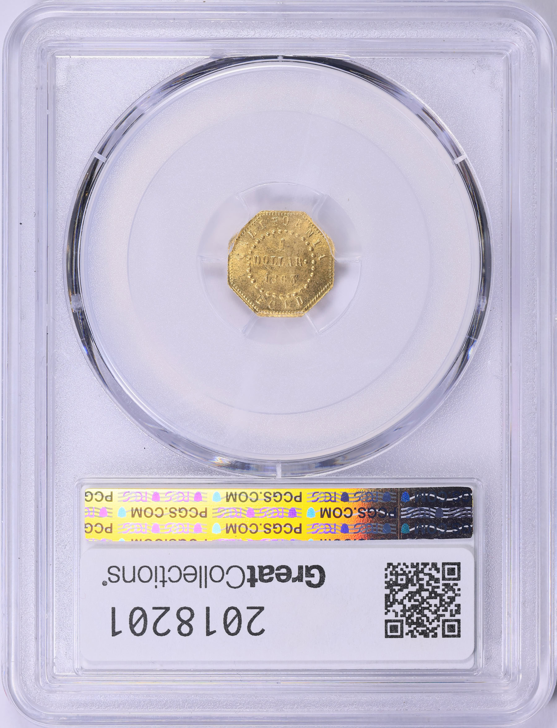 1863 California Fractional Gold $1 BG-1307A Restrike PCGS MS-66 (Item ...