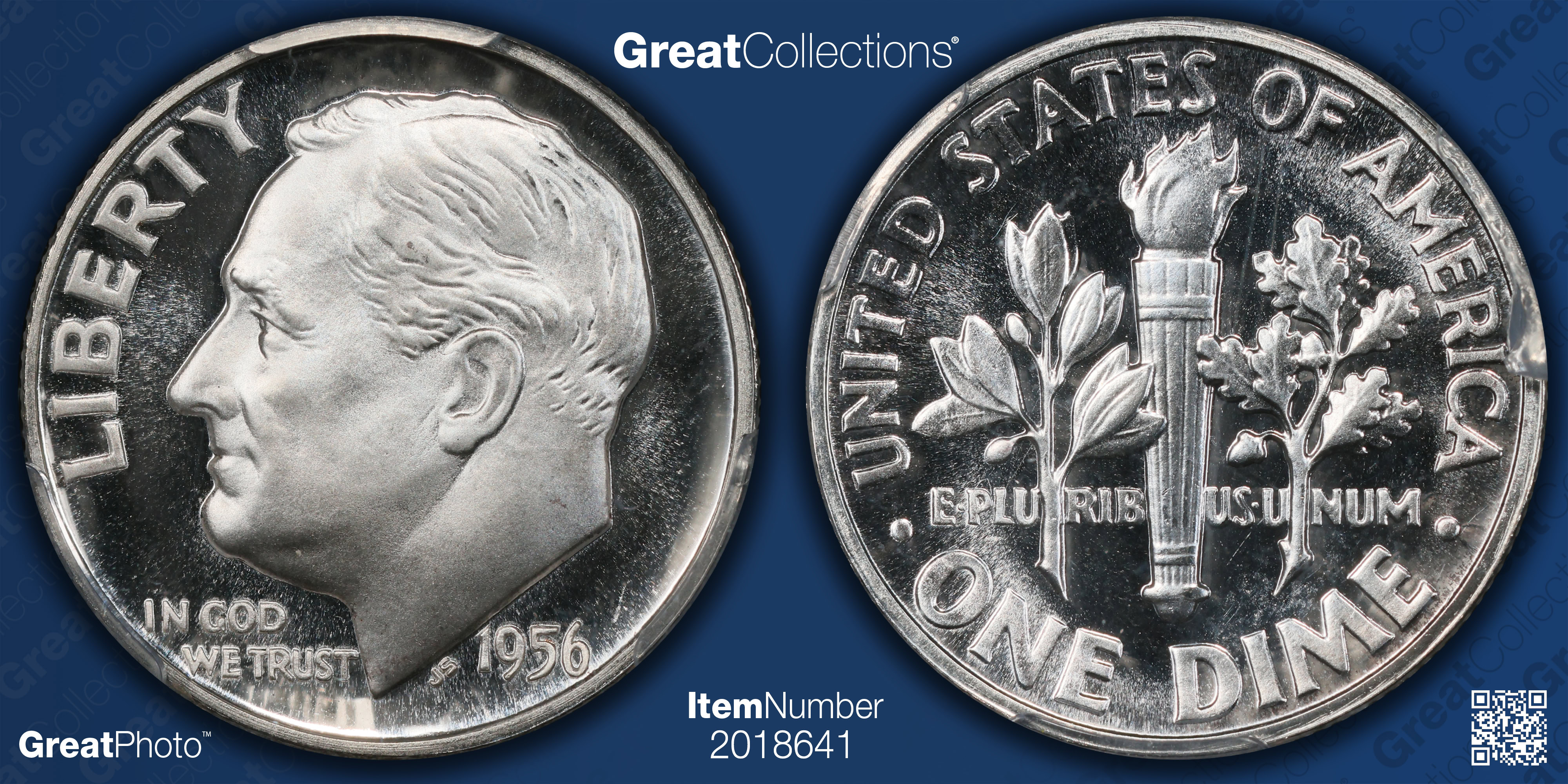 1956 Roosevelt Dime PCGS Proof-69 (Item 2018641) | GreatCollections ...
