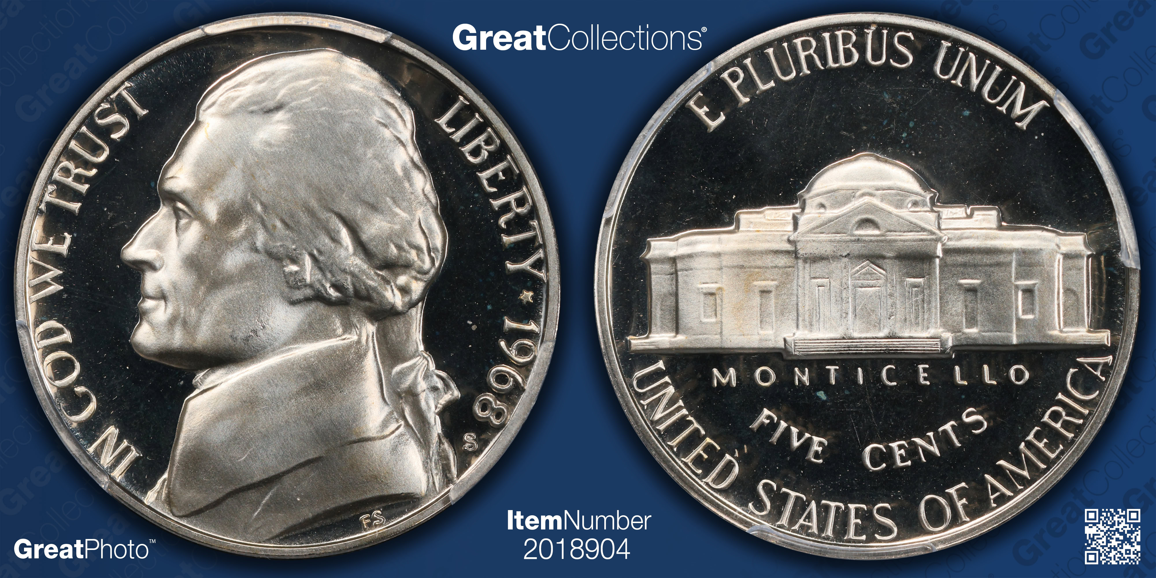1968-S Jefferson Nickel PCGS Proof-69 DCAM (Item 2018904 ...