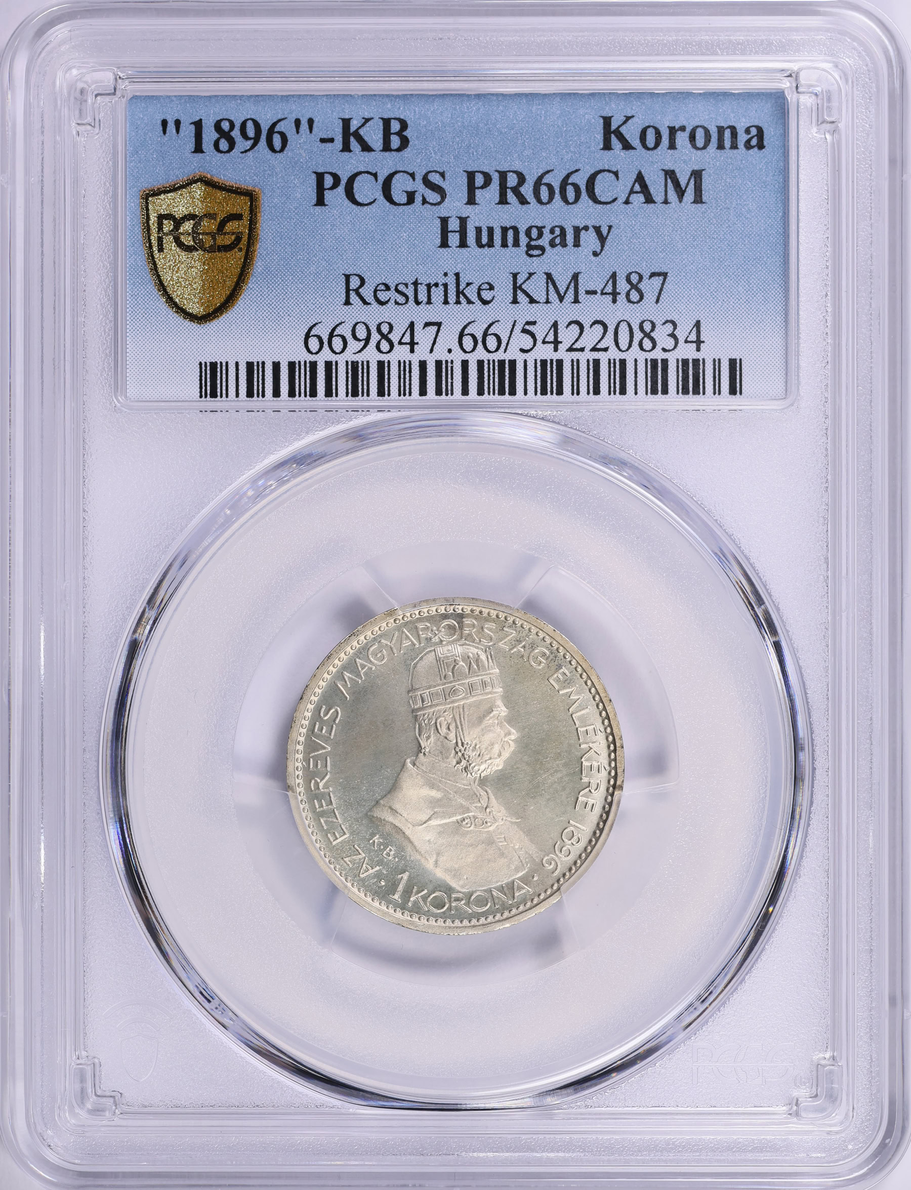 Hungary 1896-KB Silver Korona Millennium Commemorative Restrike KM-487 ...