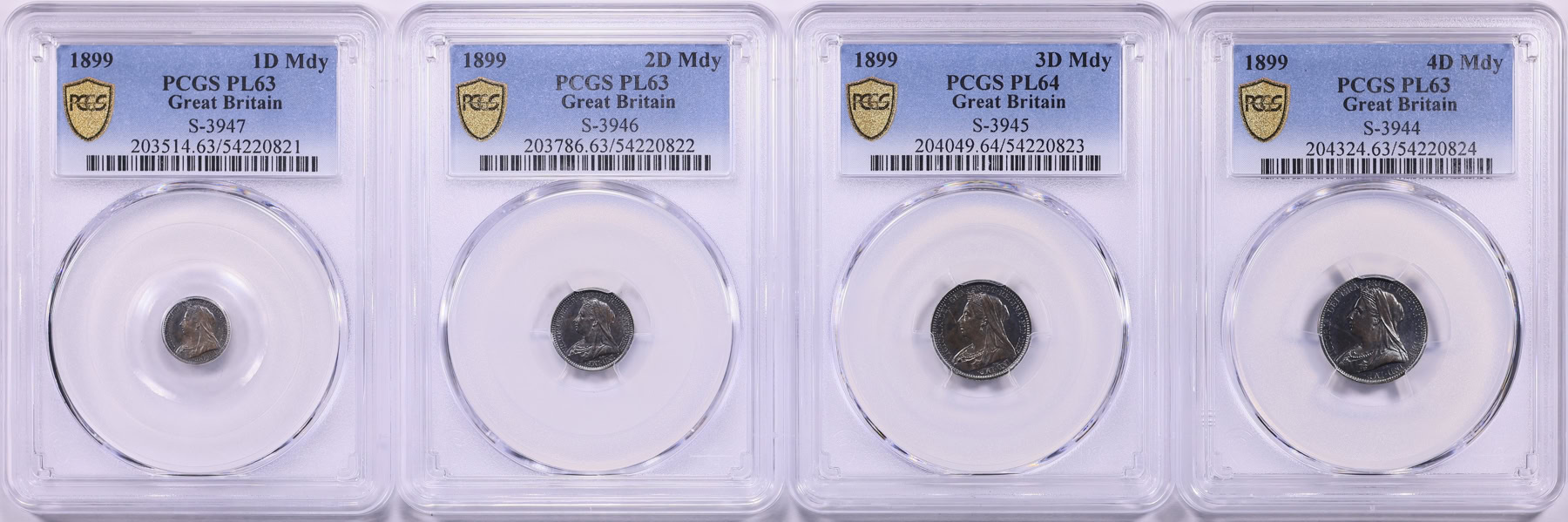 Great Britain 1899 Silver 1p, 2p, 3p & 4p Maundy Set KM-MDS155 With ...