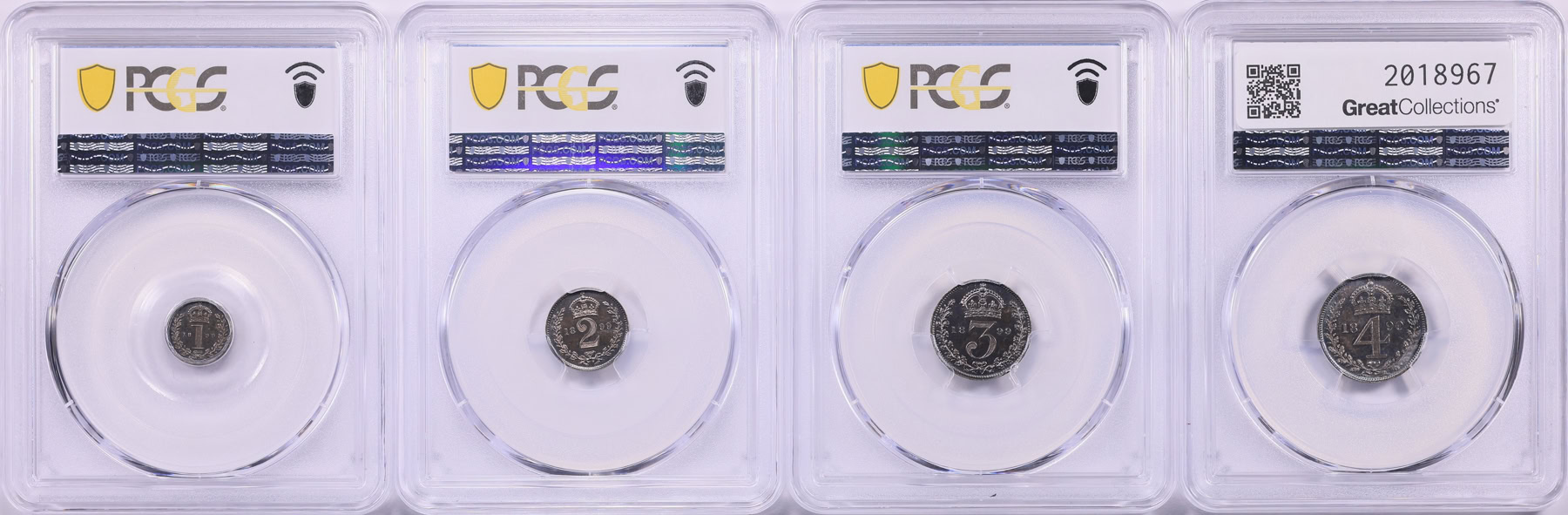 Great Britain 1899 Silver 1p, 2p, 3p & 4p Maundy Set KM-MDS155 With ...