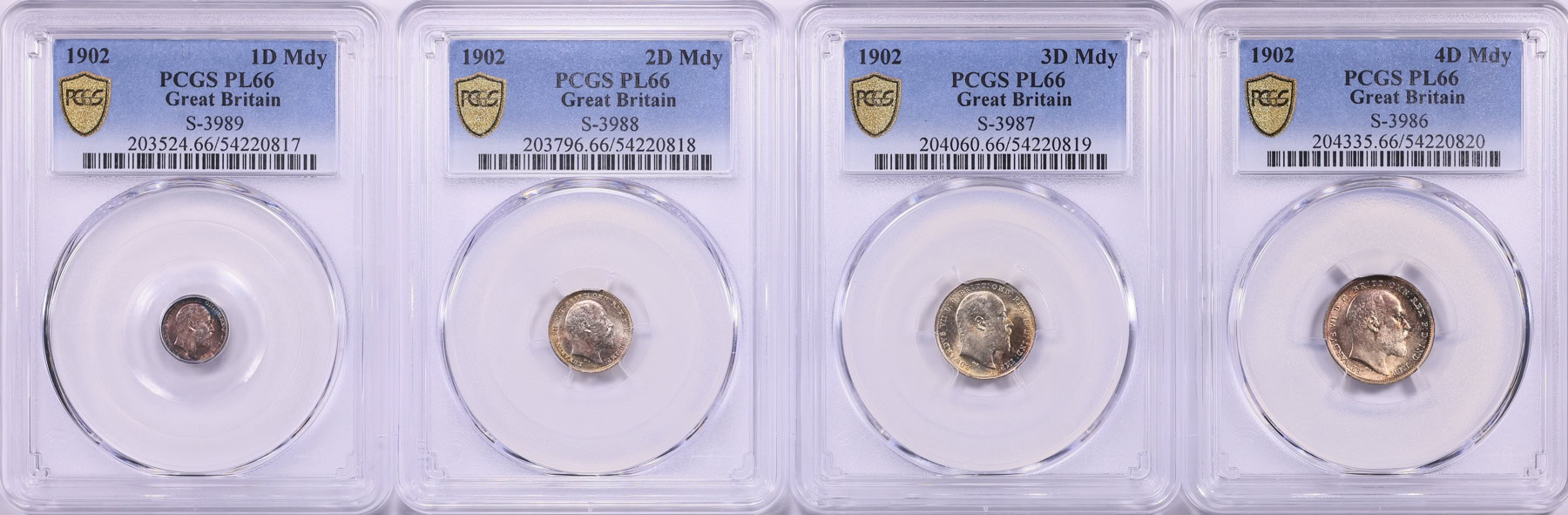 Great Britain 1902 Silver 1p, 2p, 3p & 4p Maundy Set KM-MDS159 With ...