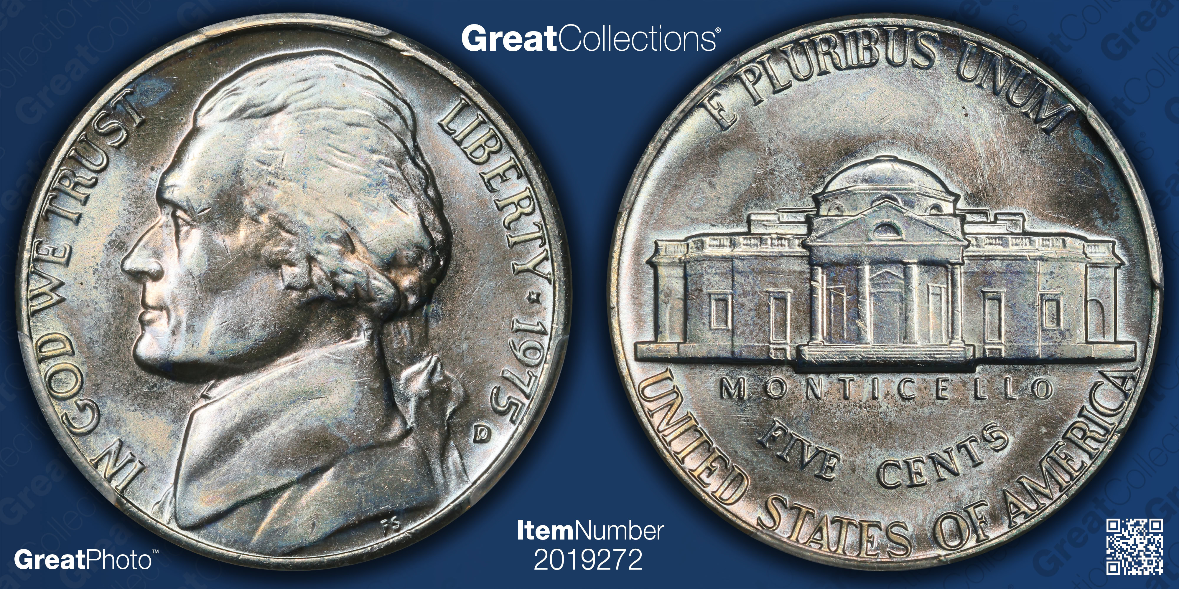 1975-D Jefferson Nickel PCGS MS-65 (Toned) (Item 2019272 ...