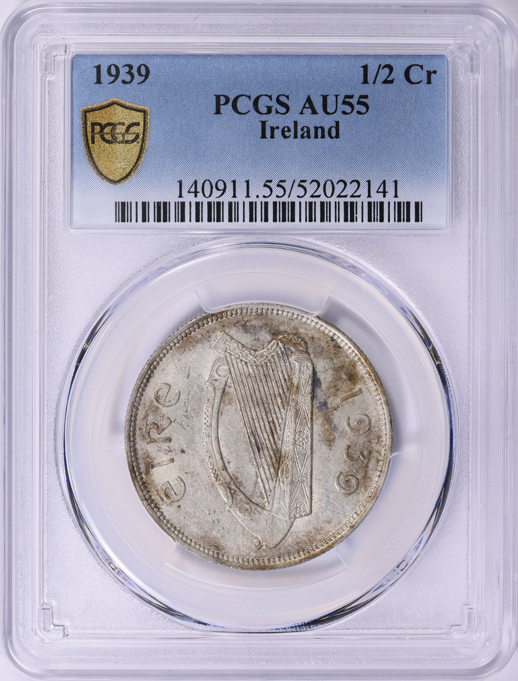 Ireland 1939 Silver 1/2 Crown KM-16 PCGS AU-55 (Item 2019333 ...