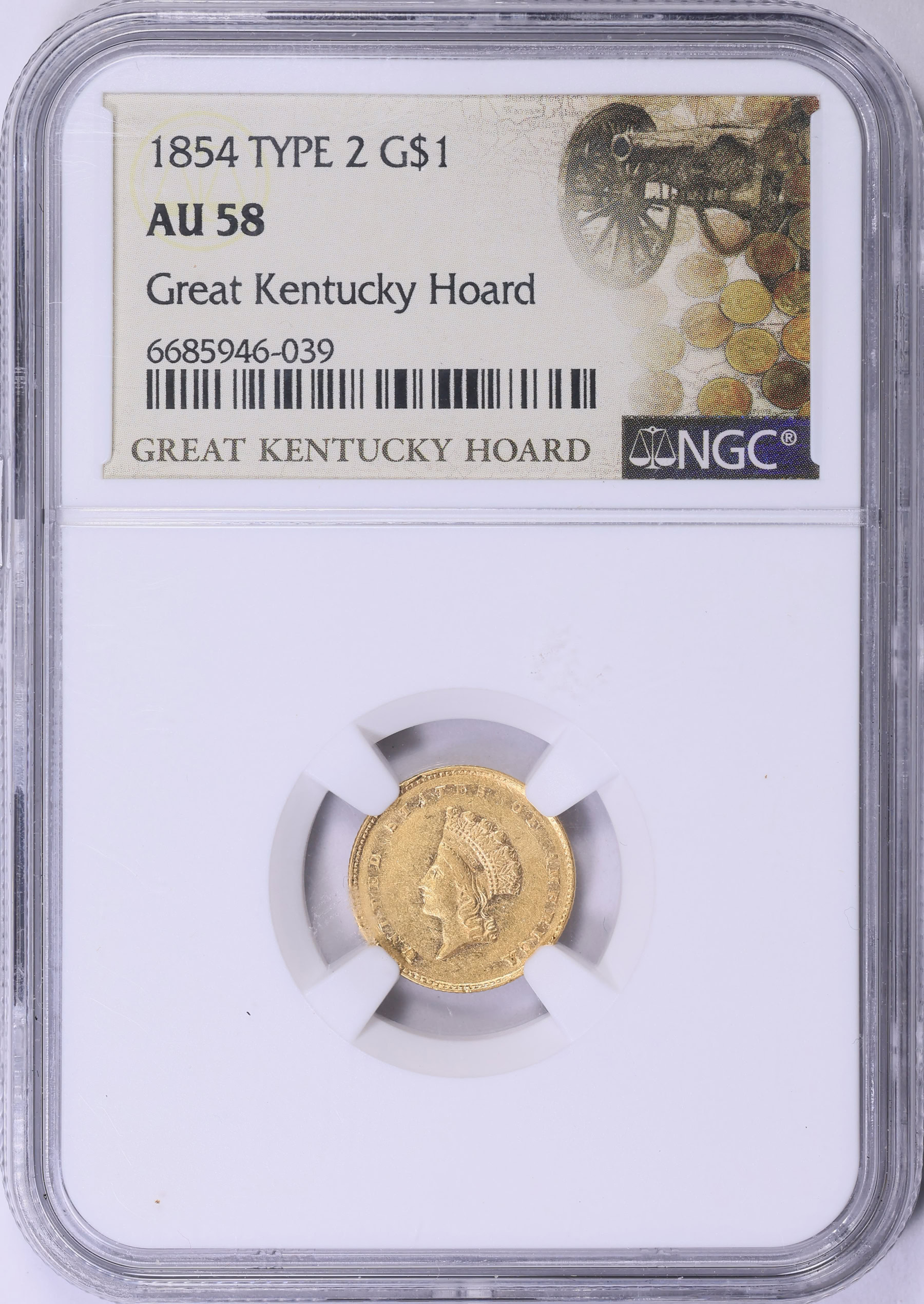 1854 Indian Princess Gold Dollar Type 2 NGC AU-58 (Ex: Great Kentucky ...