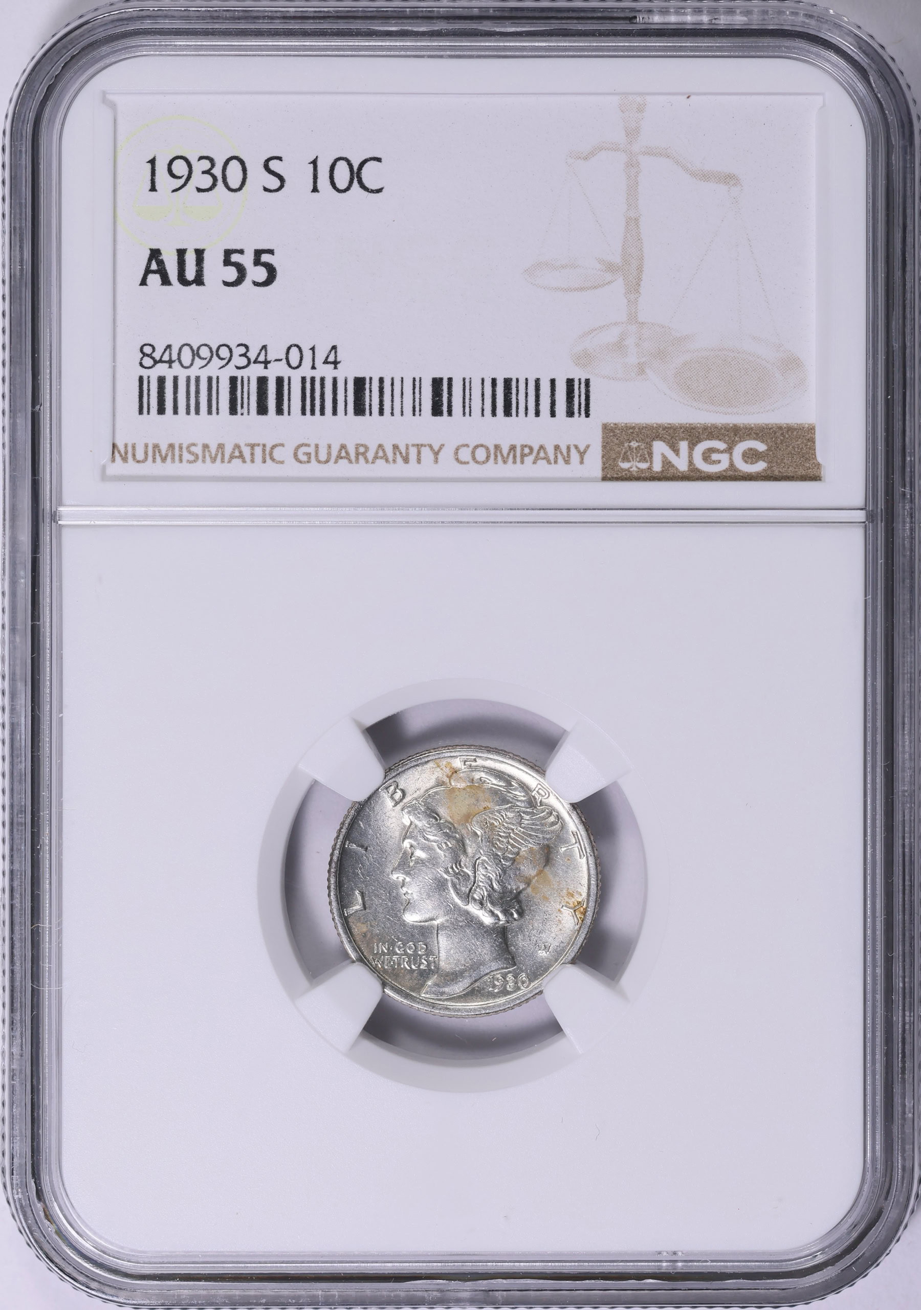 1930-S Mercury Dime NGC AU-55 (Item 2019771) | GreatCollections Coin ...