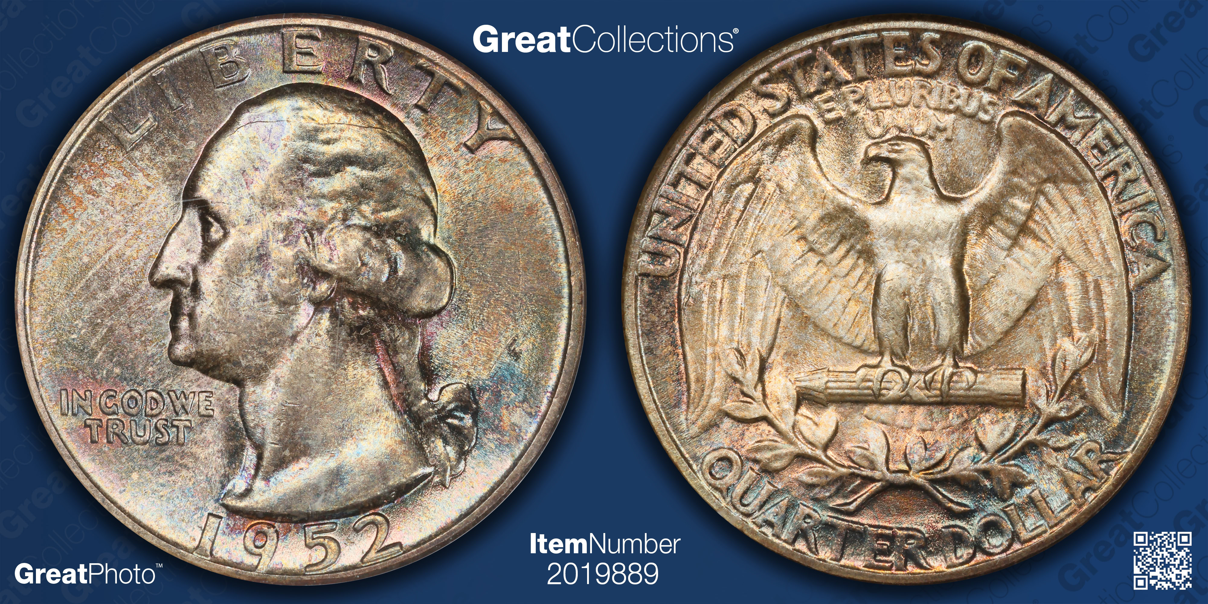 1952 Washington Quarter NGC MS-66 OH (Toned) (Item 2019889 ...