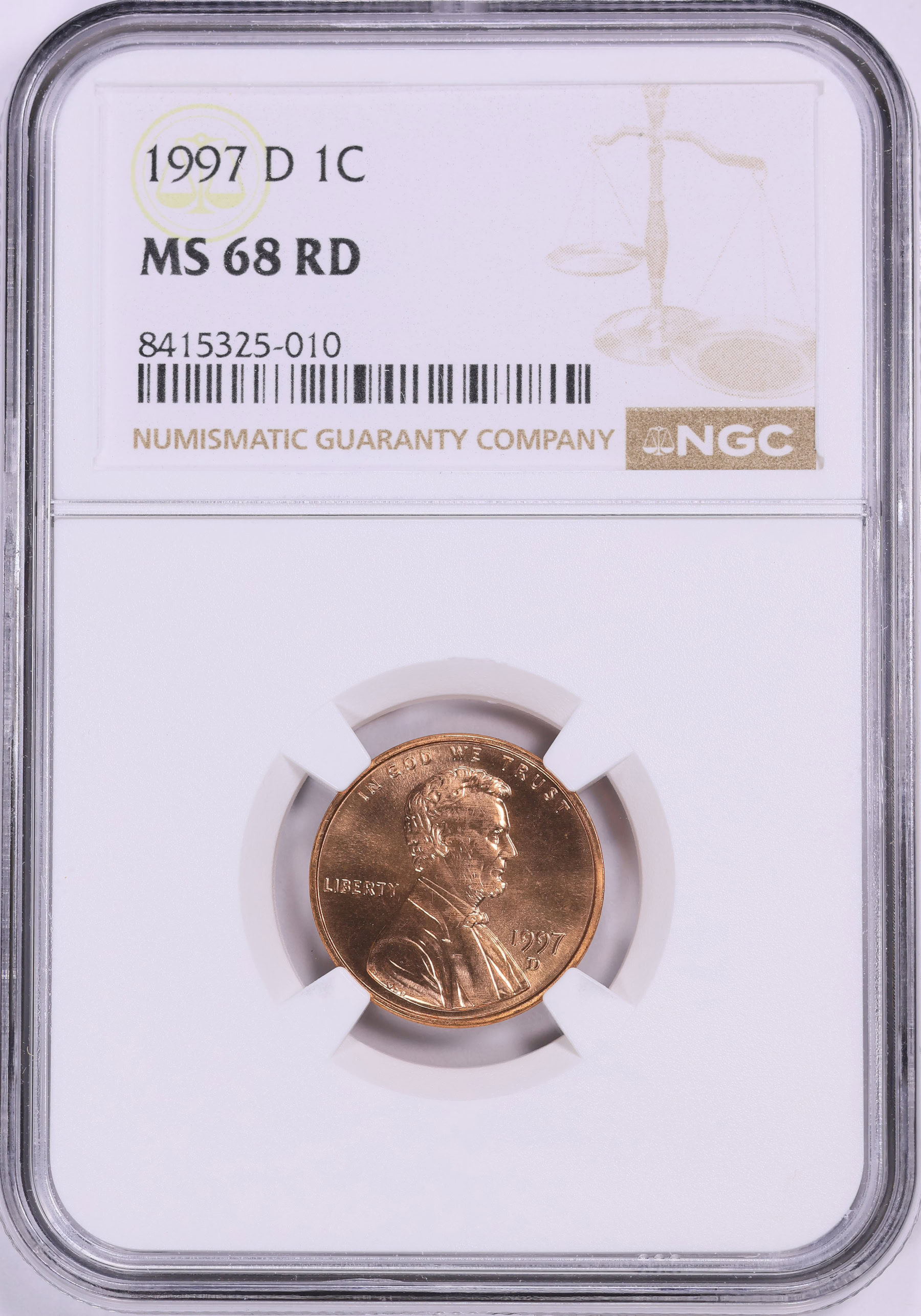 1997-D Lincoln Cent NGC MS-68 RD (Item 2019967) | GreatCollections Coin ...