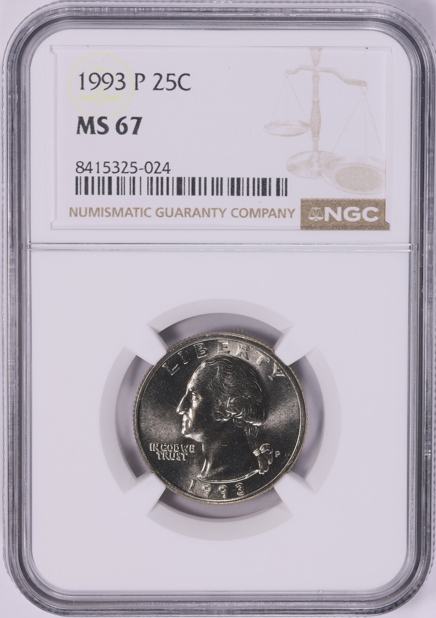 1993-P Washington Quarter NGC MS-67 (Item 2020015) | GreatCollections ...