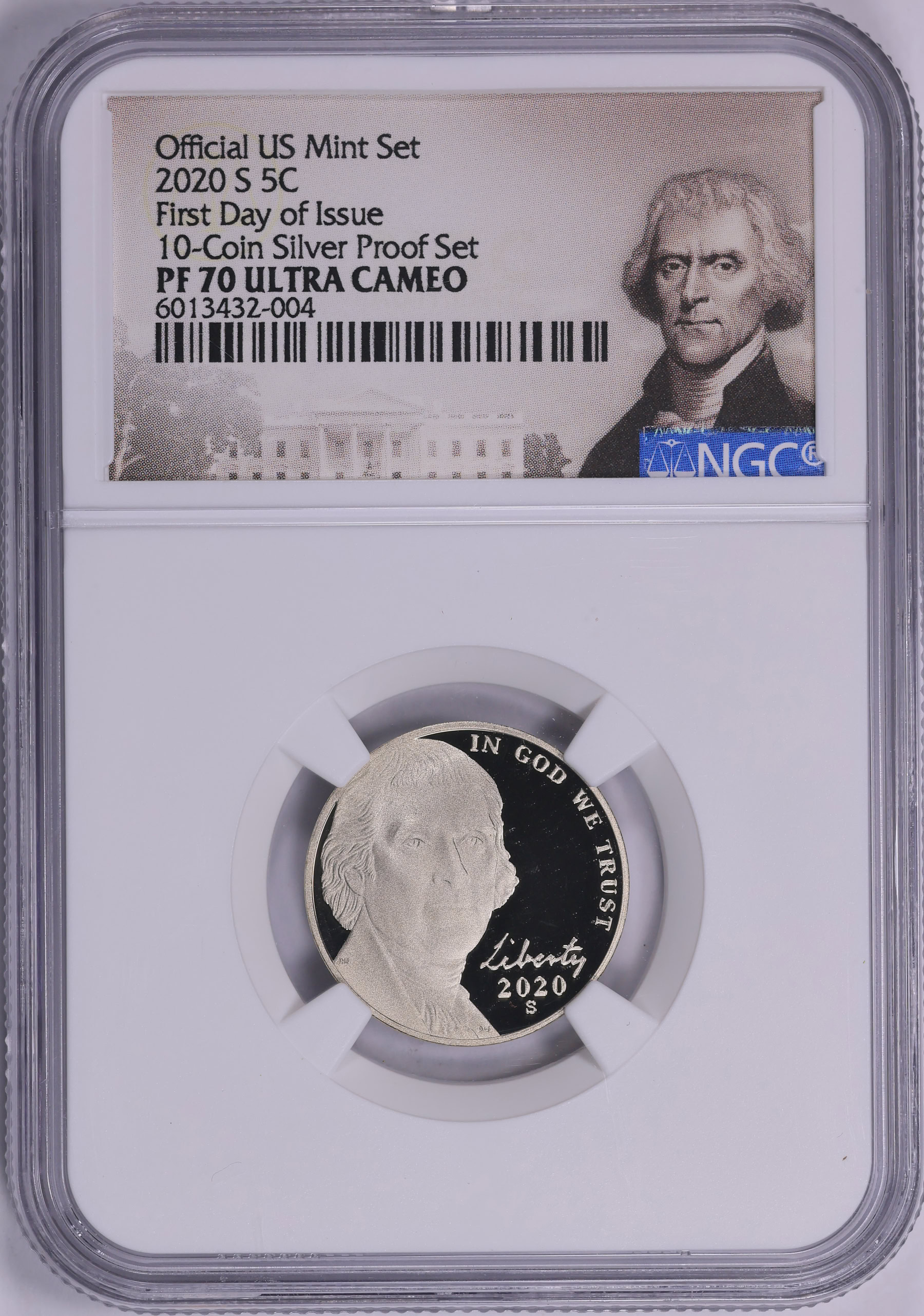 2020-S Jefferson Nickel First Day of Issue NGC Proof-70 UC (Jefferson ...