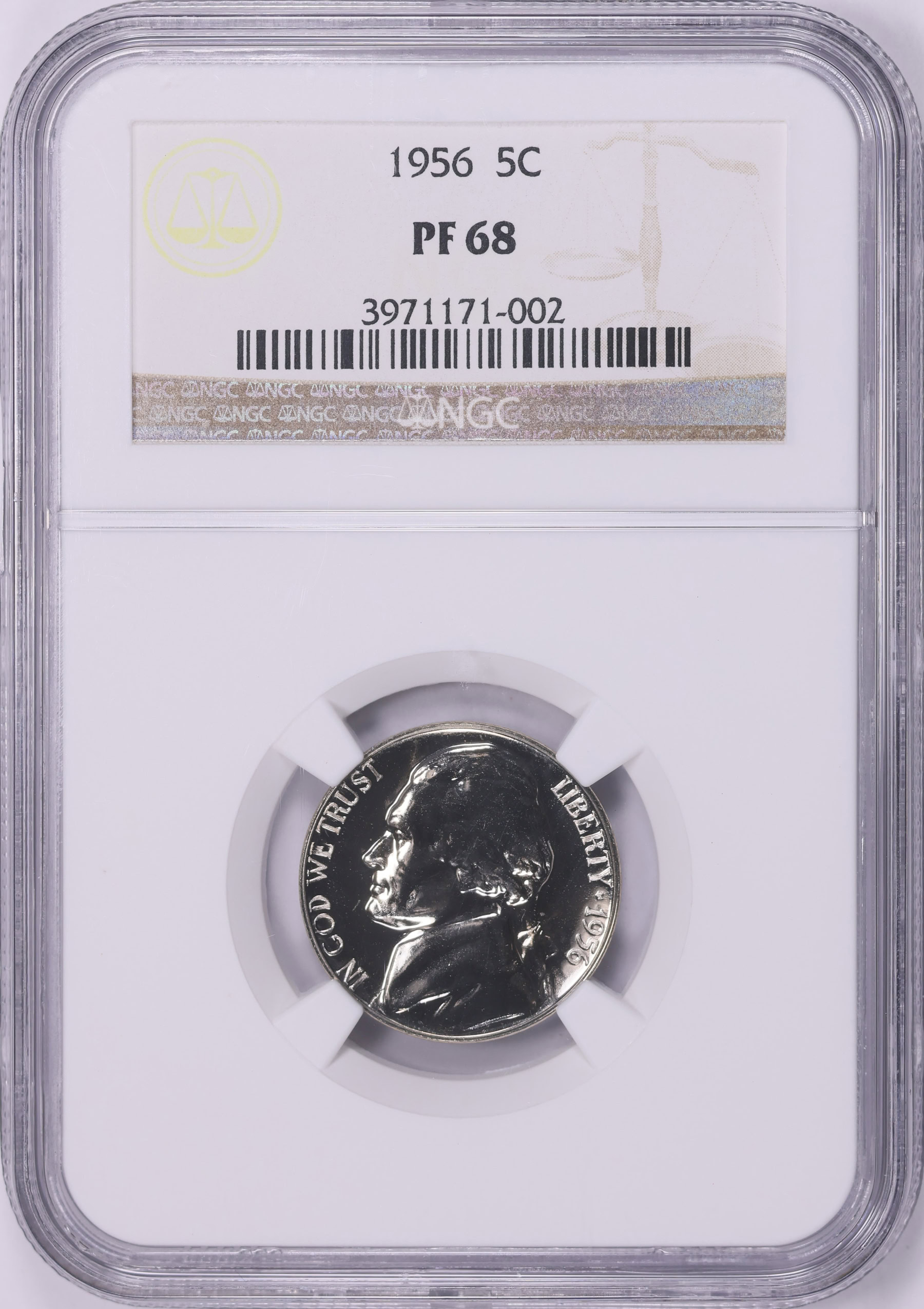 1956 Jefferson Nickel NGC Proof-68 (Item 2020111) | GreatCollections ...