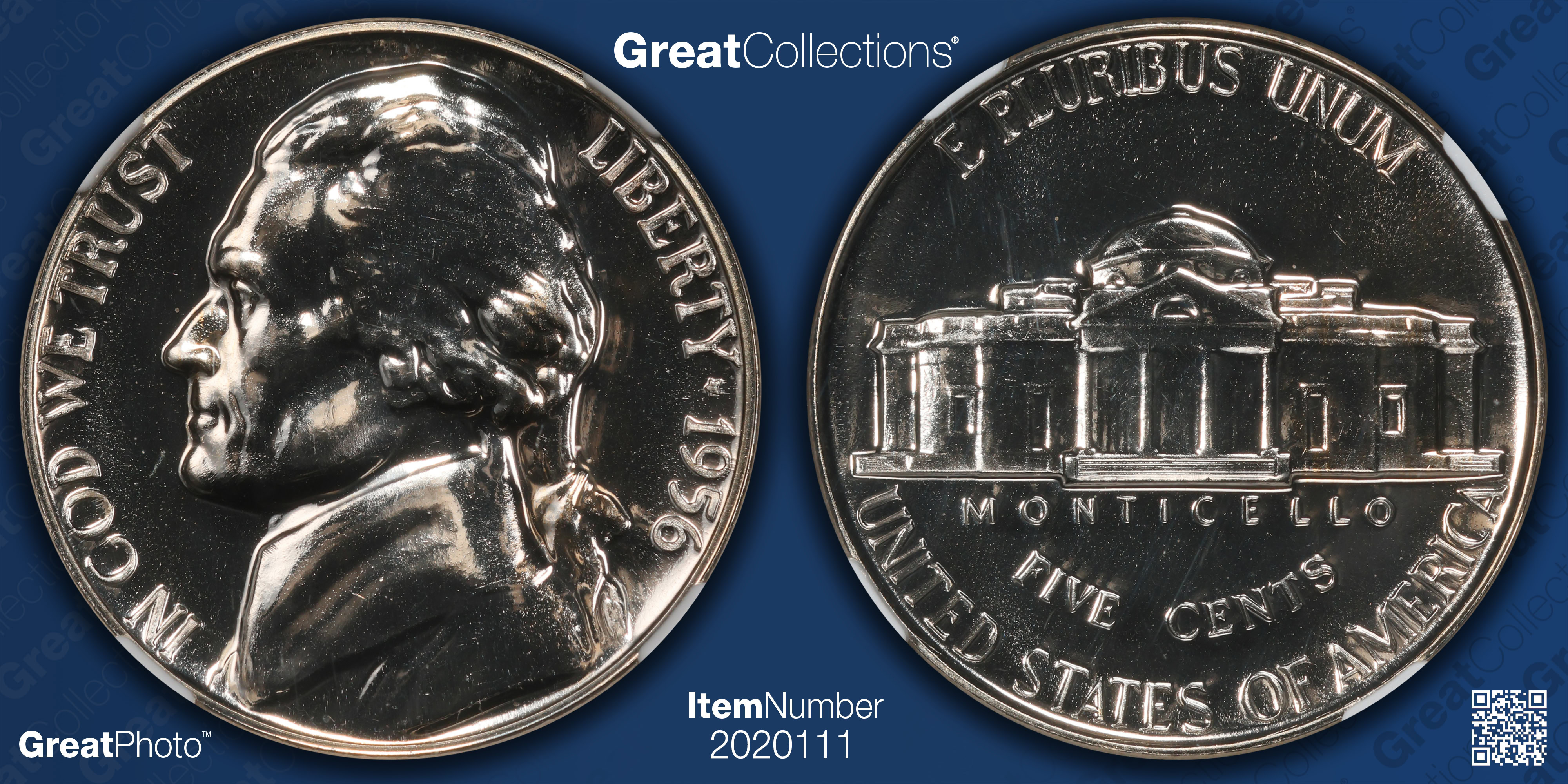 1956 Jefferson Nickel NGC Proof-68 (Item 2020111) | GreatCollections ...