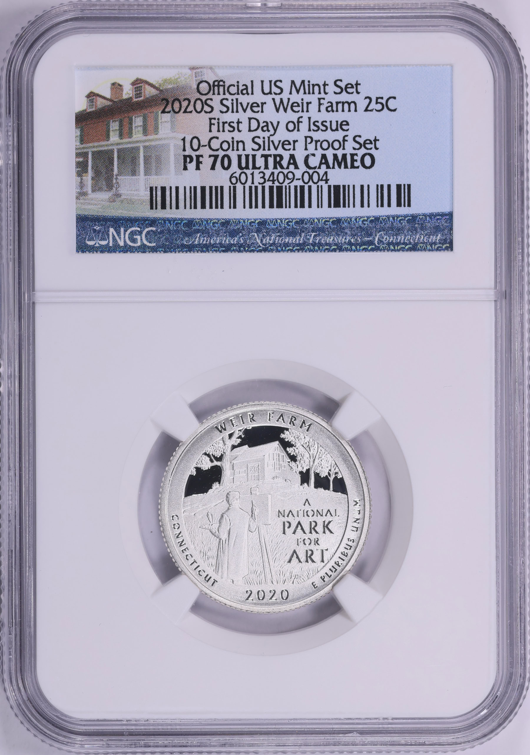 2020-S America the Beautiful Quarter Weir Farm NP Silver First Day of ...