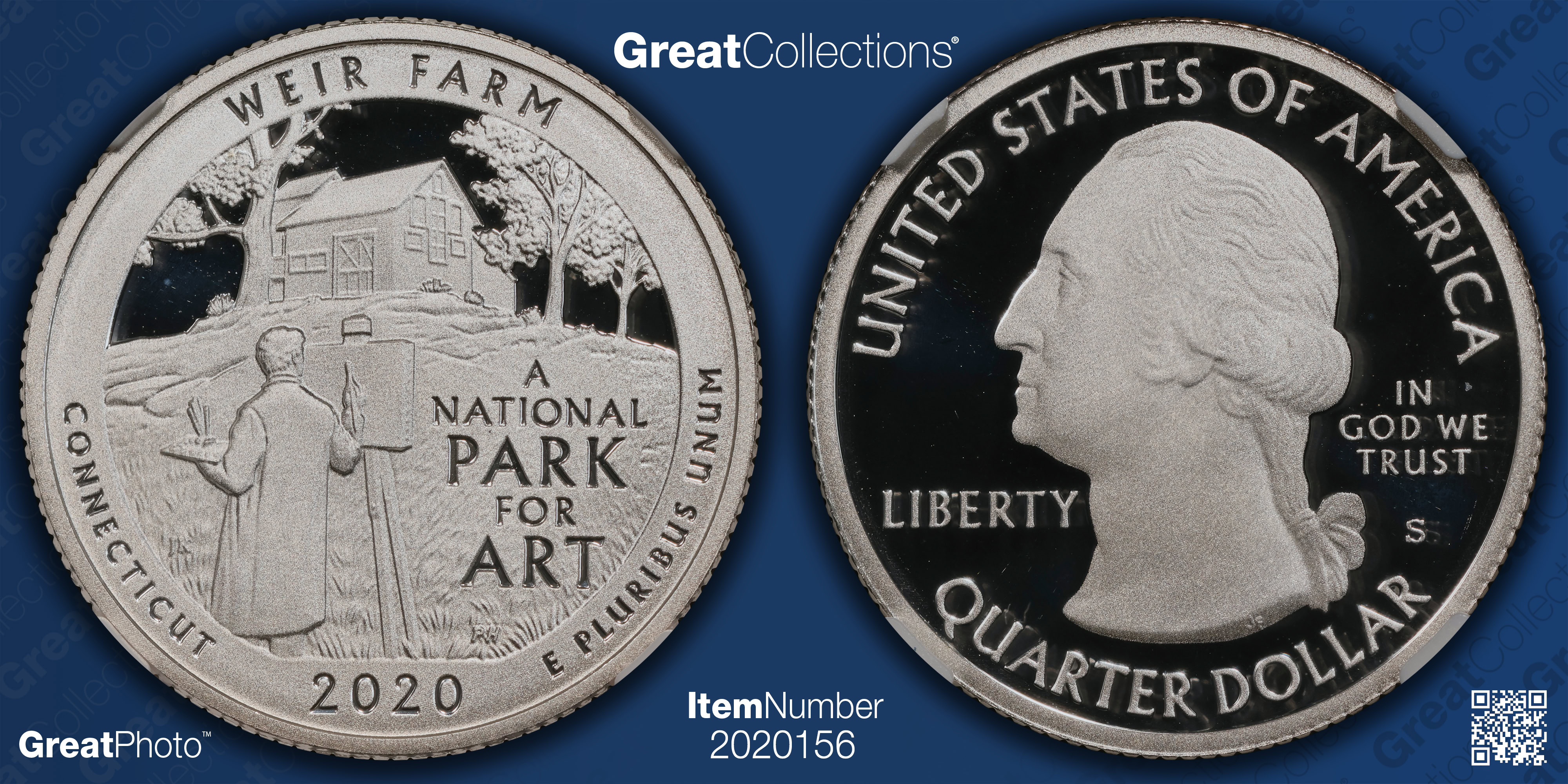 2020-S America the Beautiful Quarter Weir Farm NP Silver First Day of ...