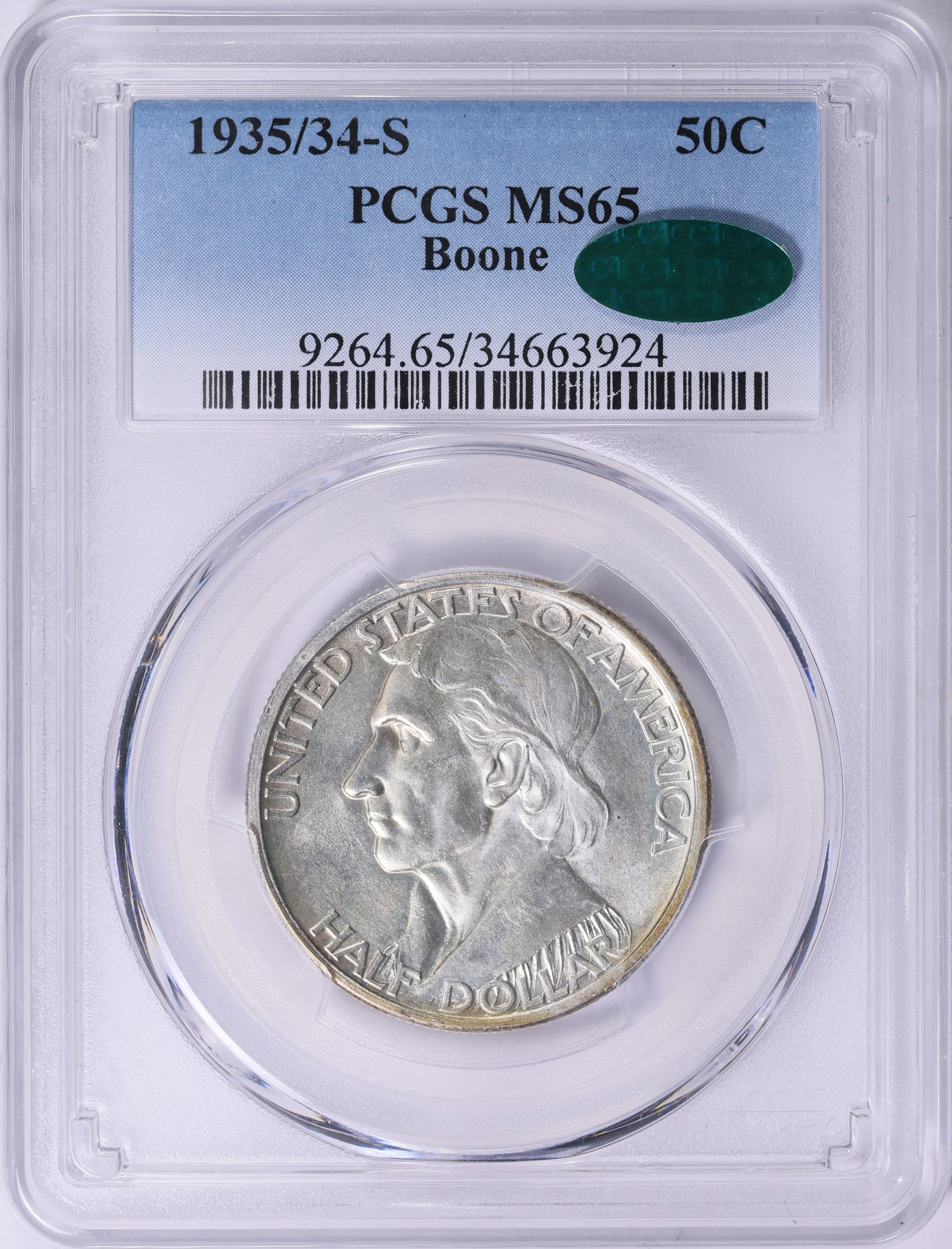 1935/34-S Daniel Boone Bicentennial Half Dollar PCGS MS-65 (CAC Green ...