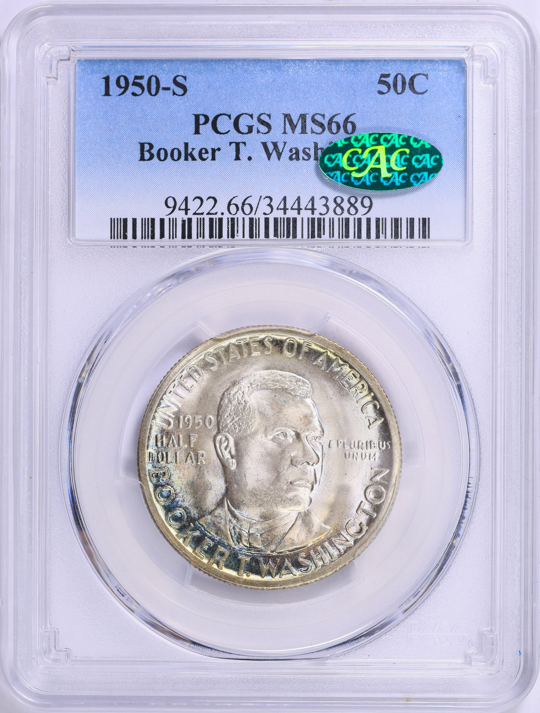 1950-S Booker T. Washington Memorial Half Dollar PCGS MS-66 (CAC Green ...