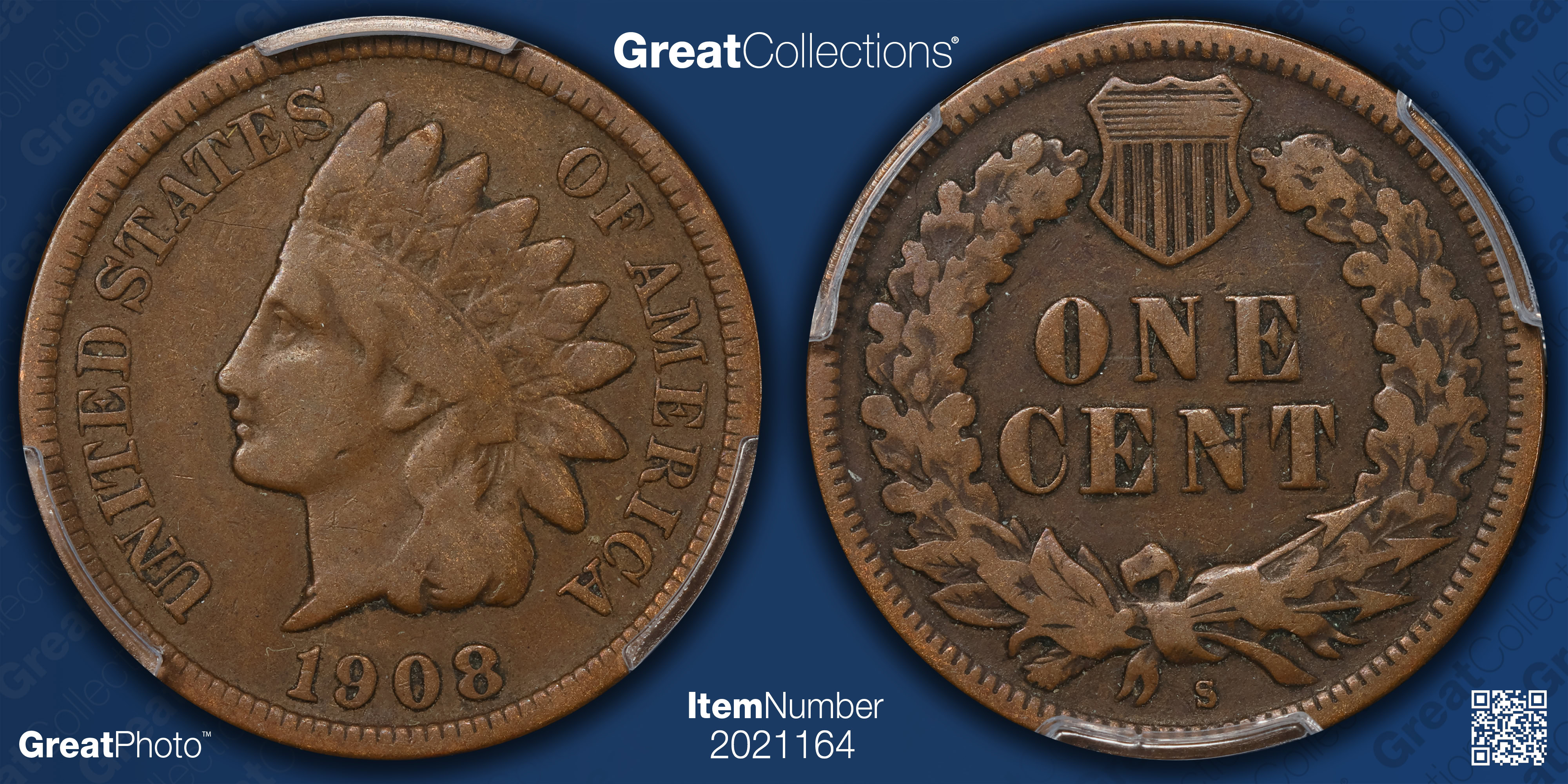 1908-S Indian Cent PCGS F-15 BN (Item 2021164) | GreatCollections Coin ...