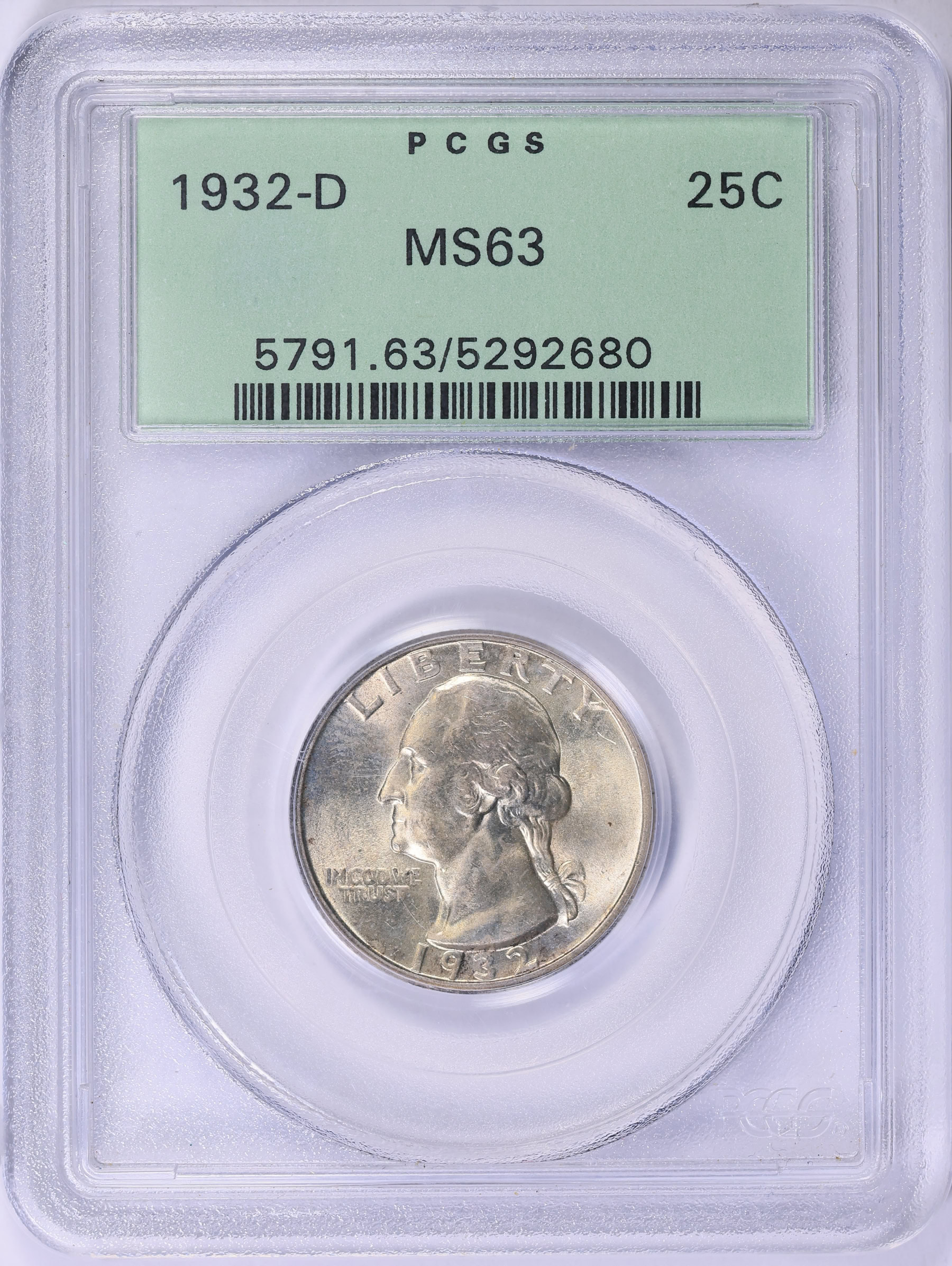 1932-D Washington Quarter PCGS MS-63 OGH (Item 2021436 ...