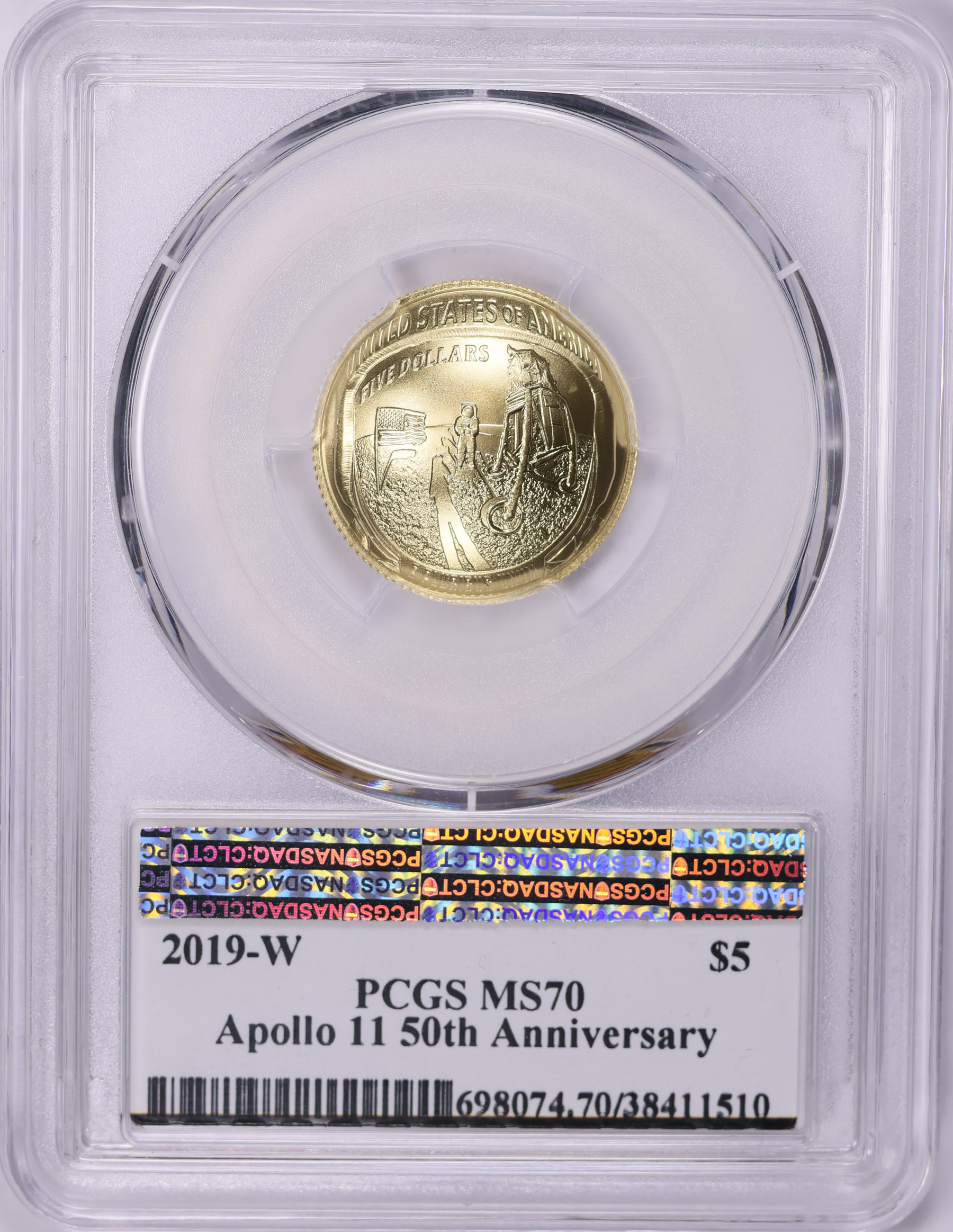 2019-W Apollo 11 50th Anniversary Gold $5 PCGS MS-70 (The Astronauts ...